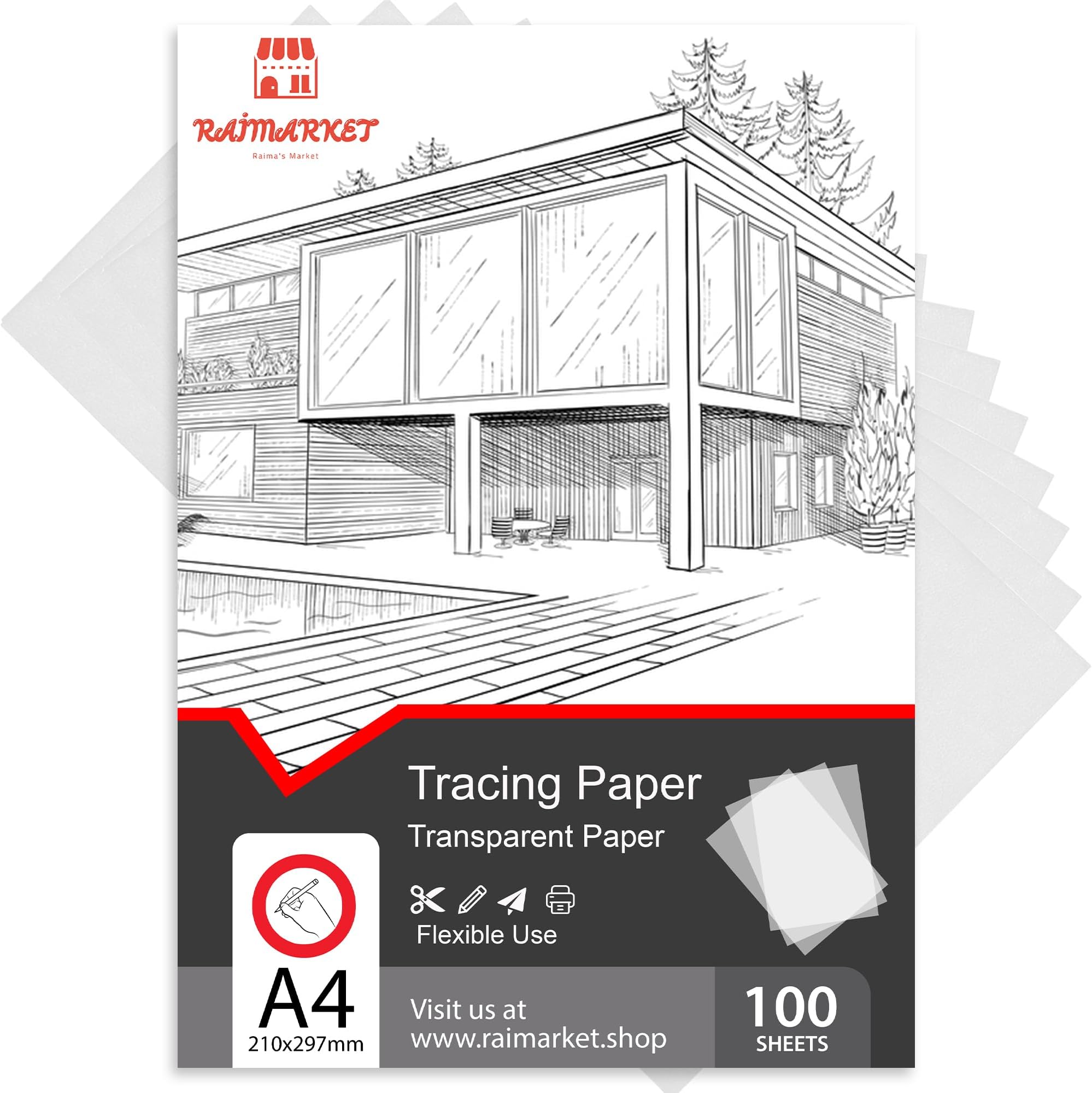 Raimarket Premium Tracing Paper Pack - 9x12 Inches, 100 Sheets Ideal ...