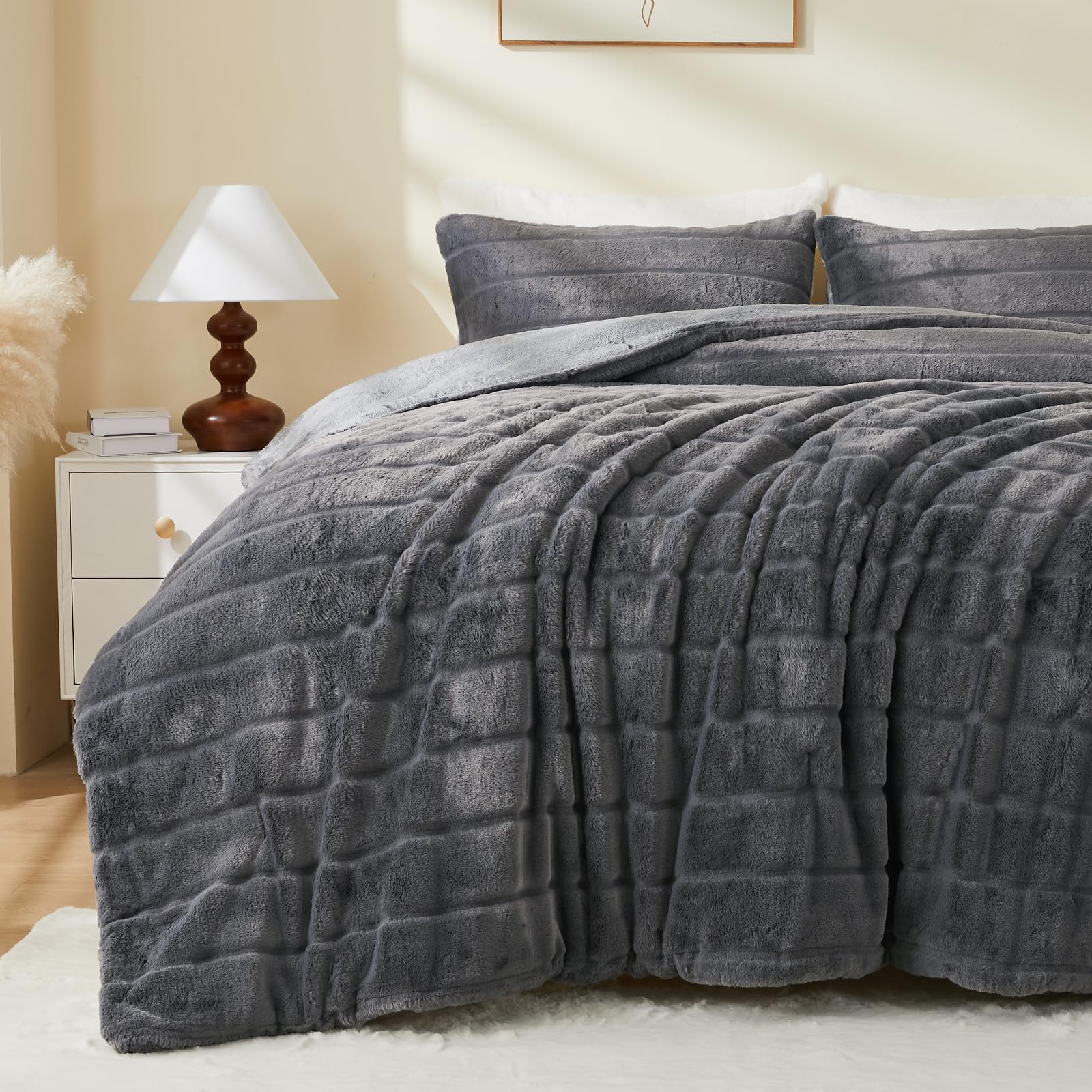 Amazon.com: DECMAY Winter Comforter King Size Bedding Set Faux Fur ...