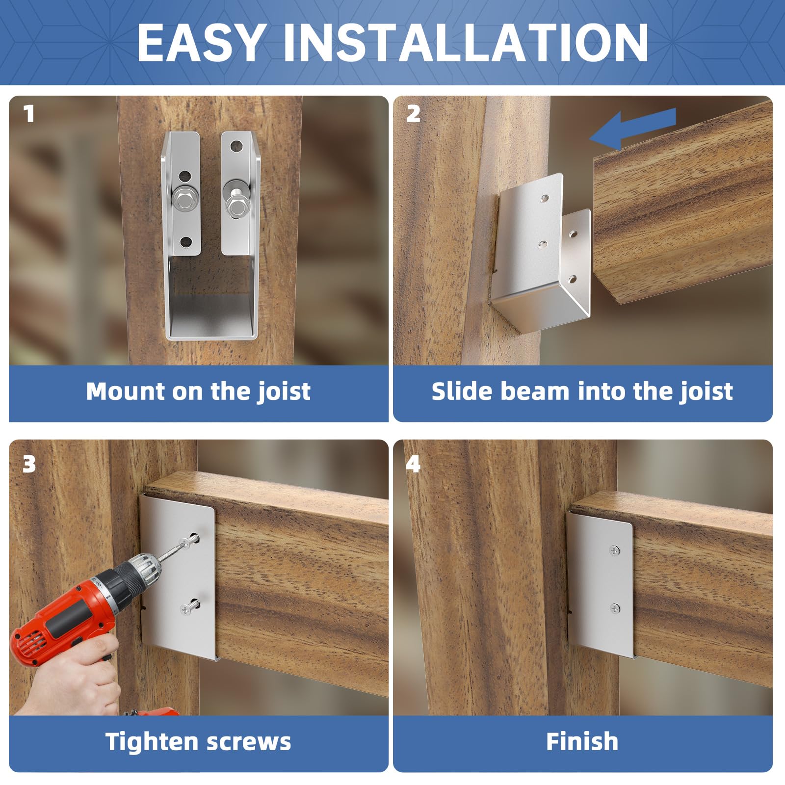 Snapklik.com : 12 PCS Concealed Joist Hanger, 2" X 4" Outdoor Concealed ...
