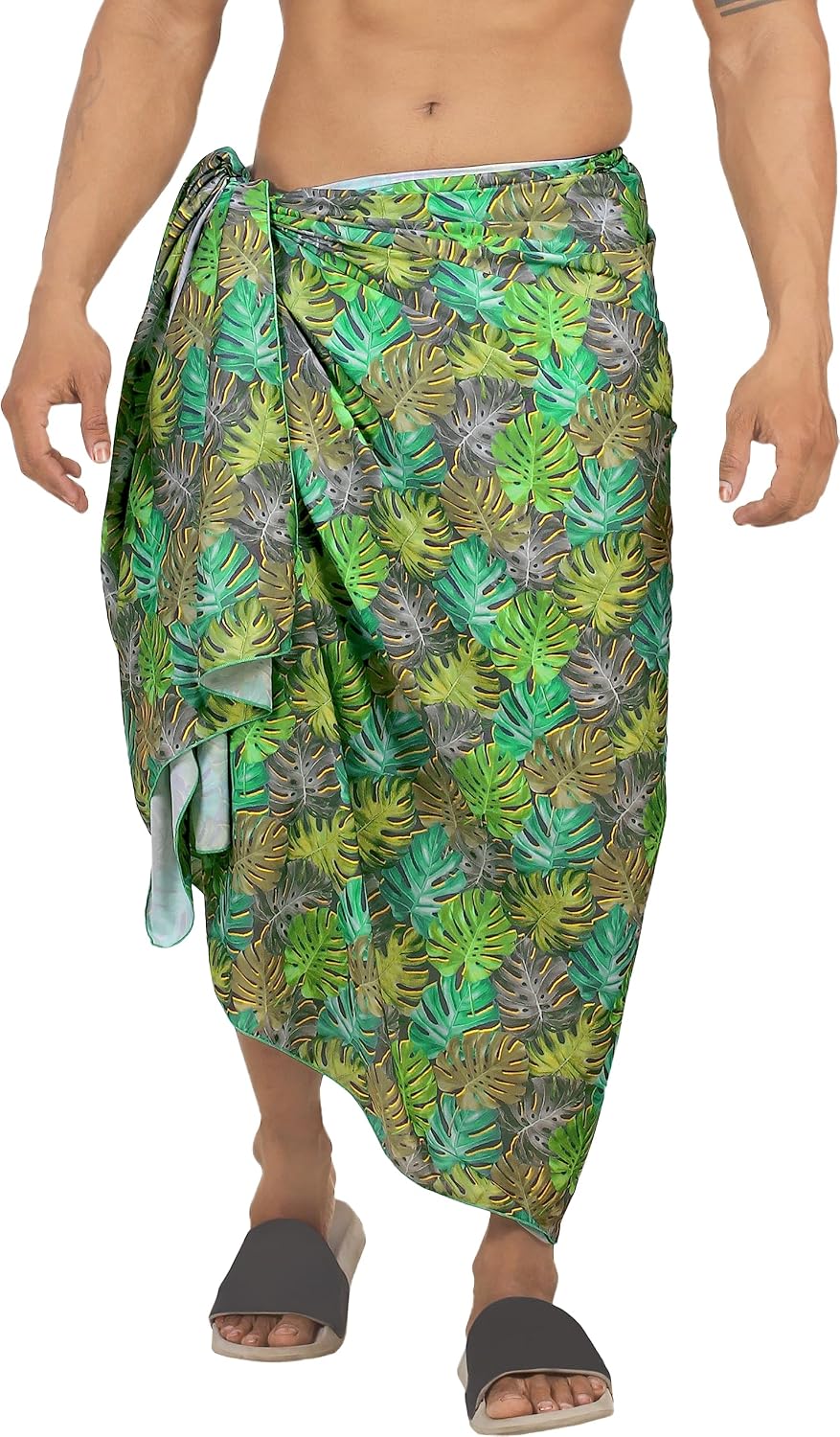 HAPPY BAY Men's Sarong Wrap Bath Swim Pareo Beach One Size Fern Leaves ...
