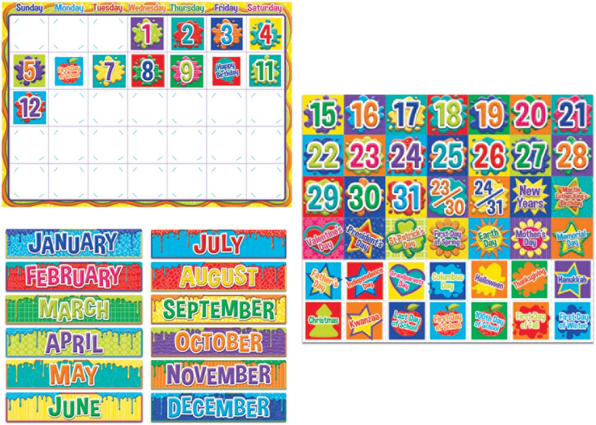 Amazon.com: Eureka Color My World Back to School Classroom Calendar ...