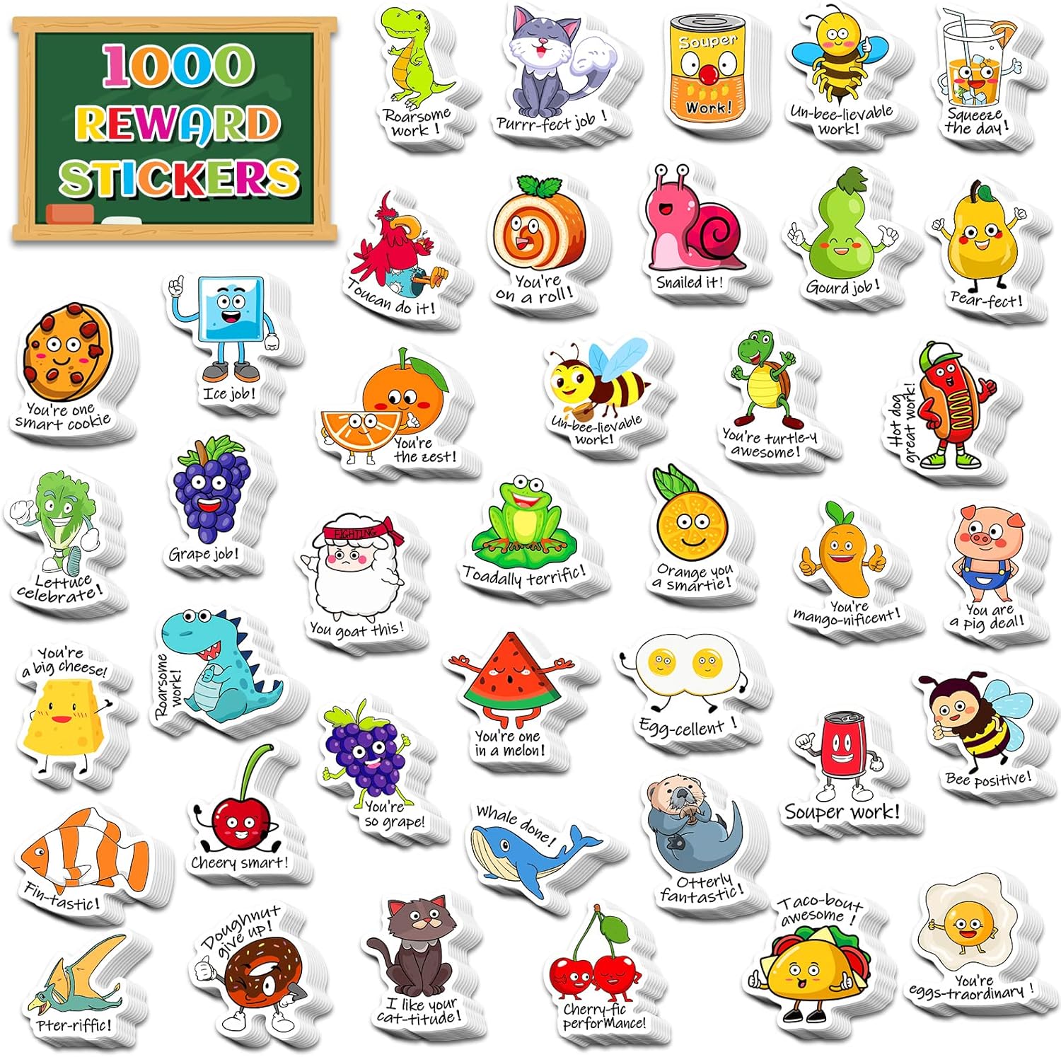 Amazon.com : LIFEBE 1000PCS Punny Teacher Stickers, Reward Motivational ...