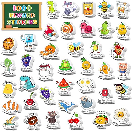 Amazon.com : LIFEBE 1000PCS Punny Teacher Stickers, Reward Motivational ...