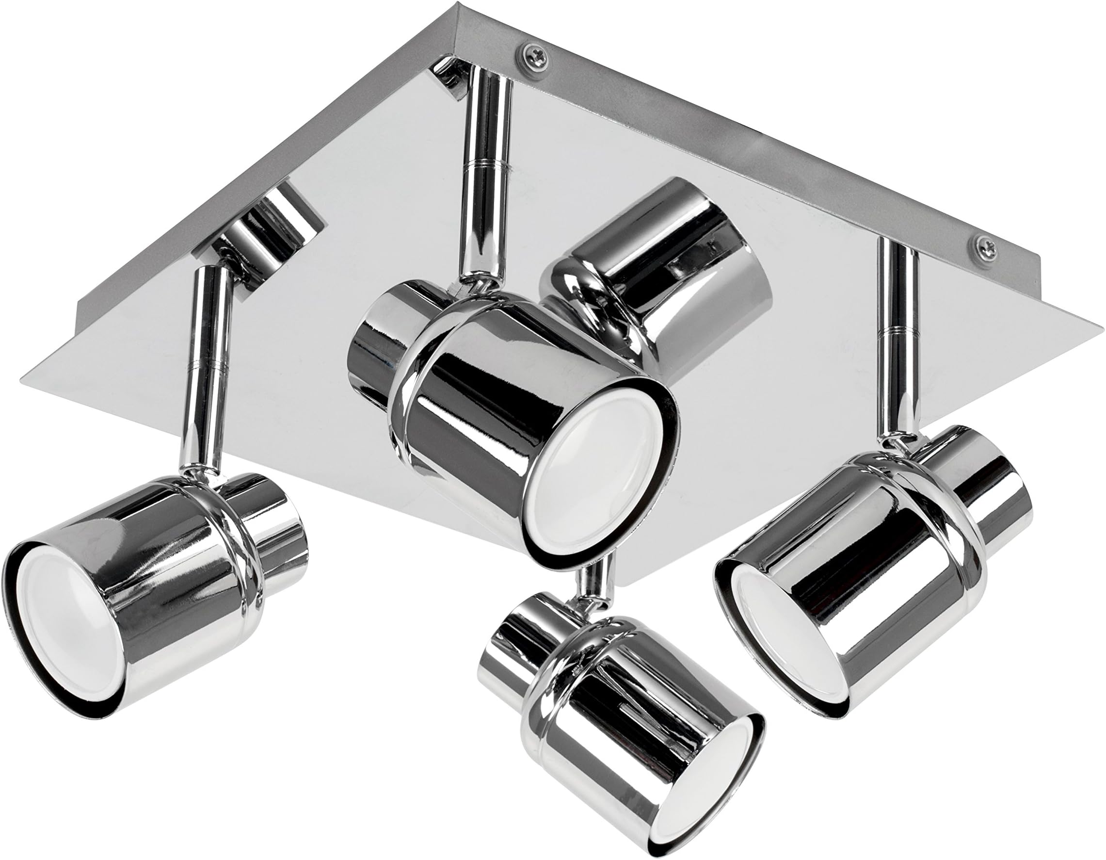 MiniSun | Modern Polished Chrome Square Plate Adjustable 4 Way Ceiling ...