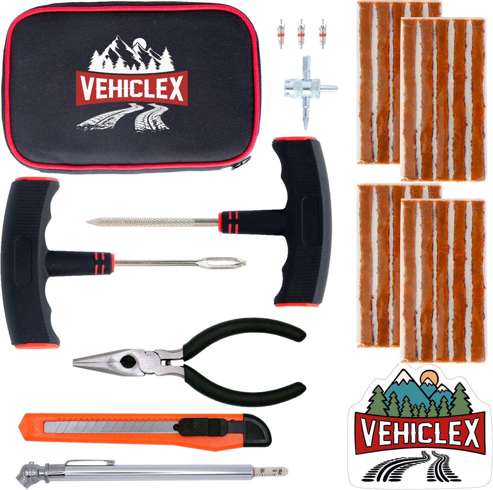 Amazon.com: Tire Repair Kit for Plug and Patch - Vehiclex Essential Kit ...