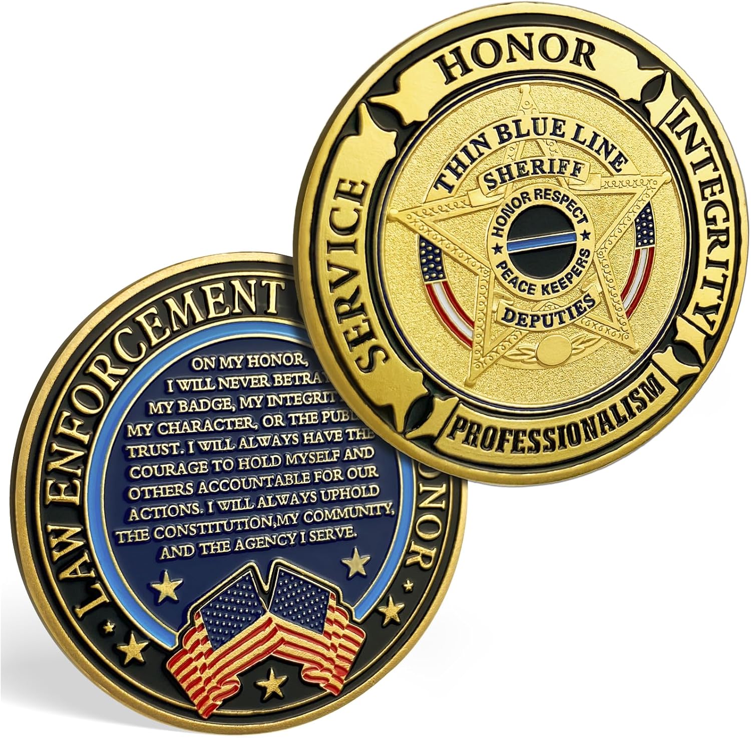 Amazon.com : Thin Blue Line Challenge Coin Sheriff Deputies Police ...