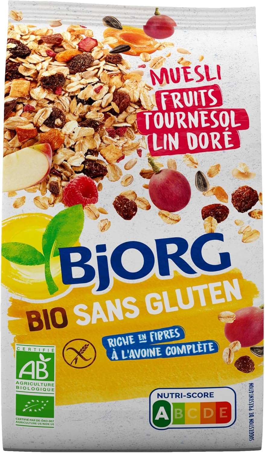 Bjorg Muesli aux Fruits sans Gluten Bio 375 g - Lot de 3 : Amazon.fr ...