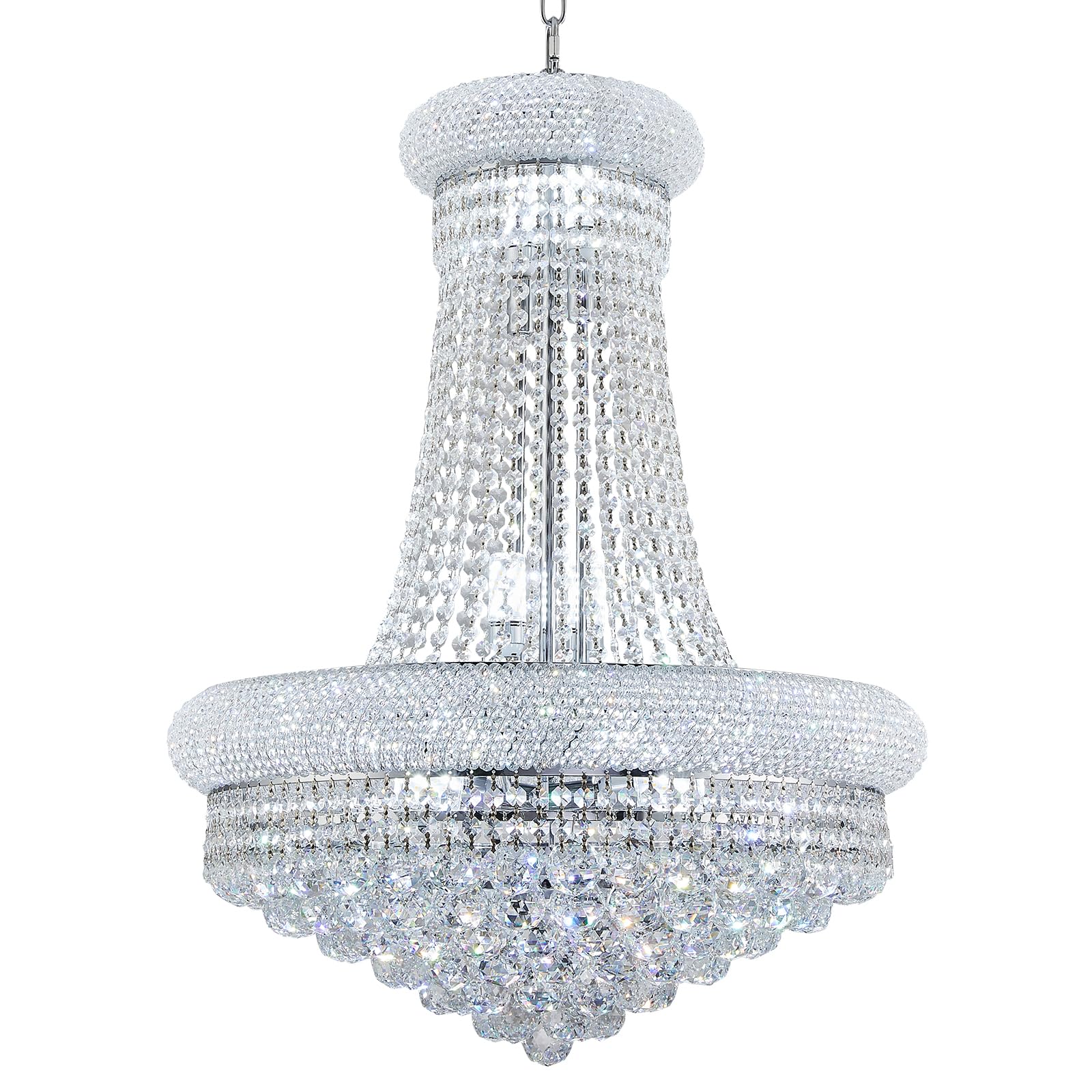 chandiry 14 Lights Chrome Finish Empire Crystal Chandelier Lighting for ...