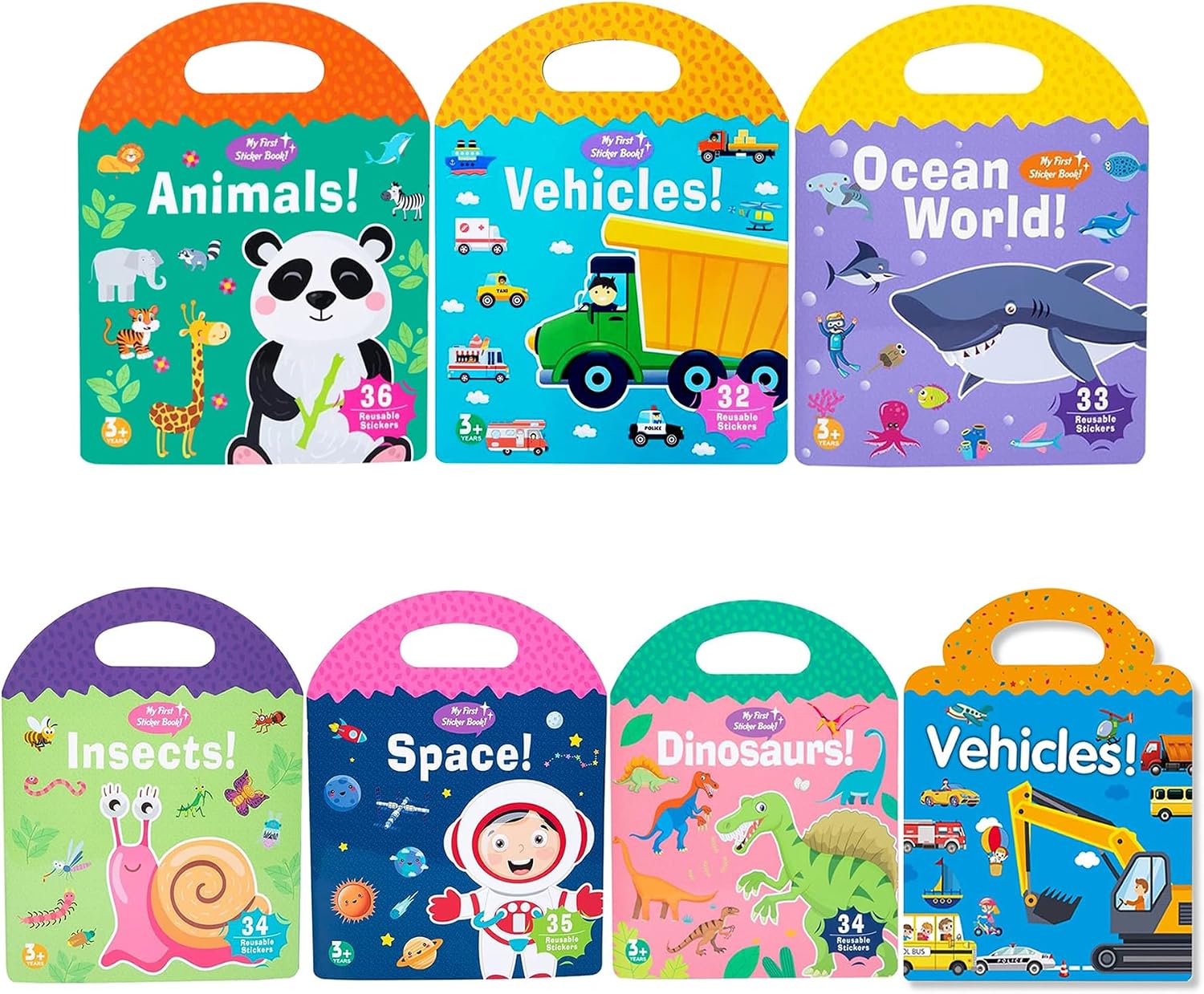 Amazon.com: 7 Sets Reusable Sticker Book for Kids, Educational Learning ...