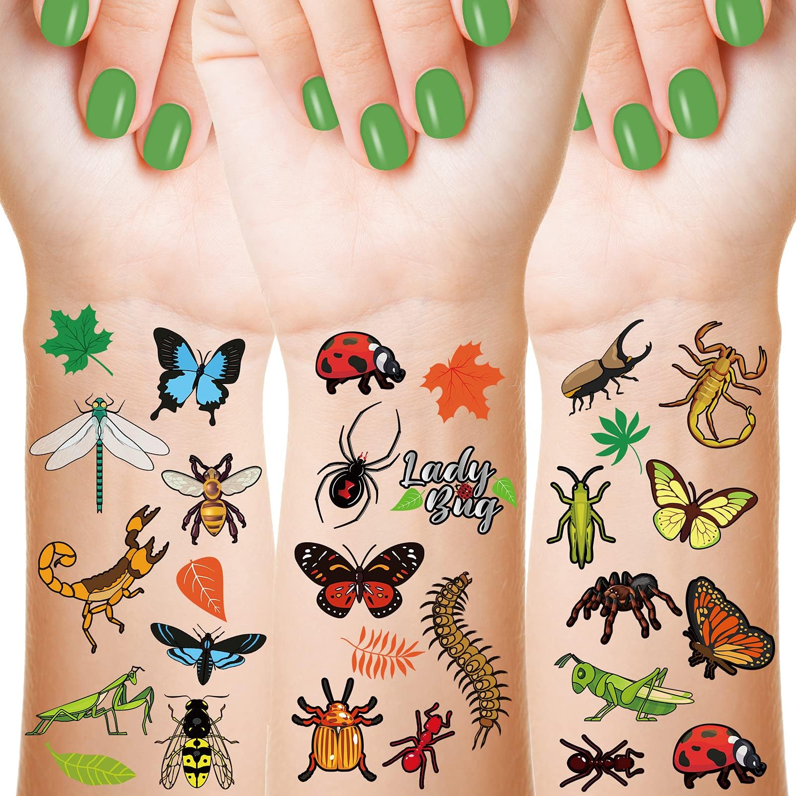 Amazon.com : 96 PCS Bug Temporary Tattoos Themed Summer Spring Birthday ...