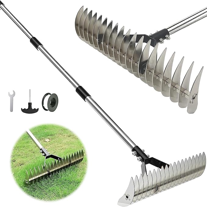 Amazon.com : Thatch Rake, Lightweight Heavy Duty Metal Dethatching Rake ...