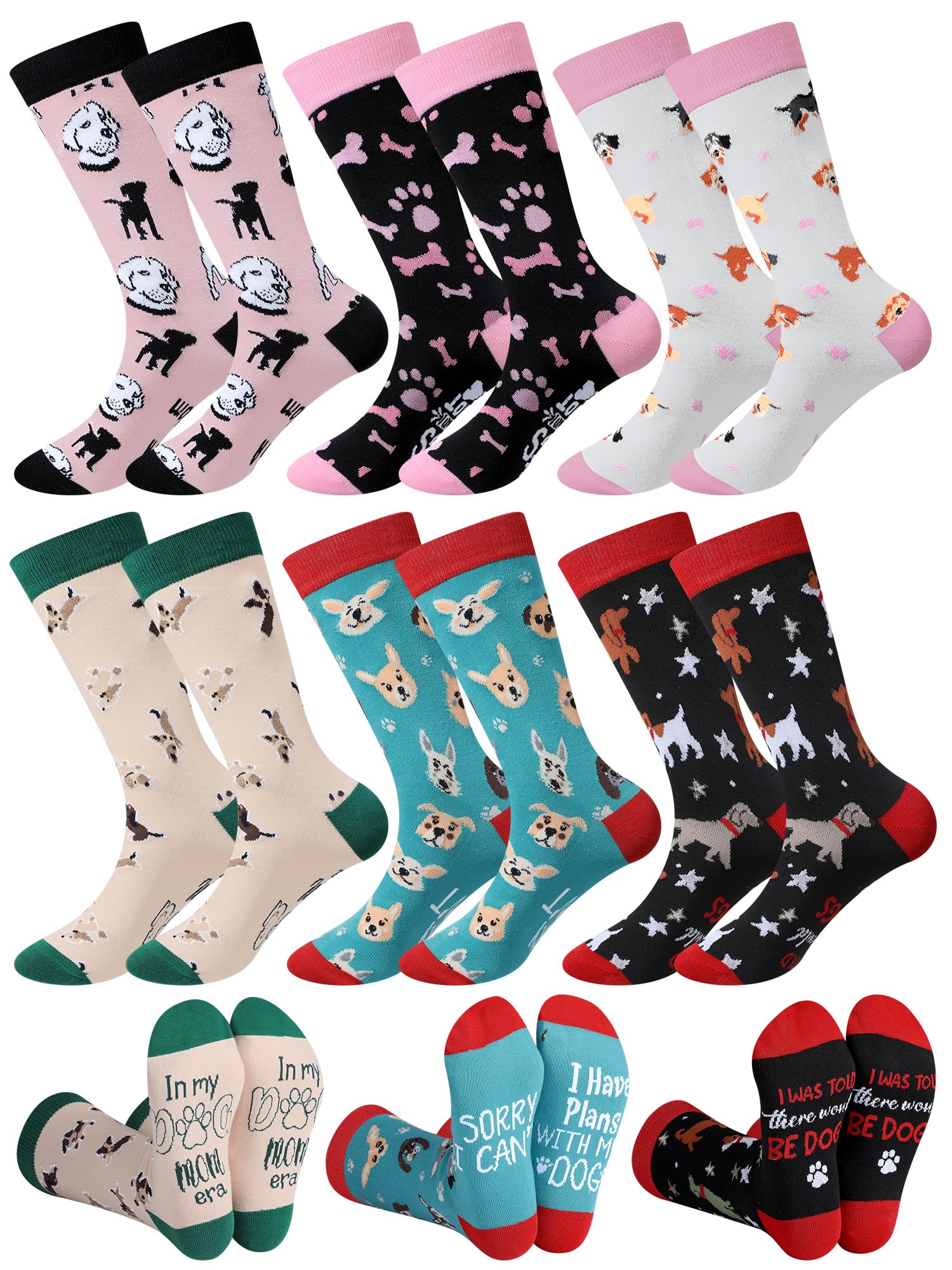 Amazon.com: Hercicy 6 Pairs Funny Dog Mom Socks for Women Novelty Text ...