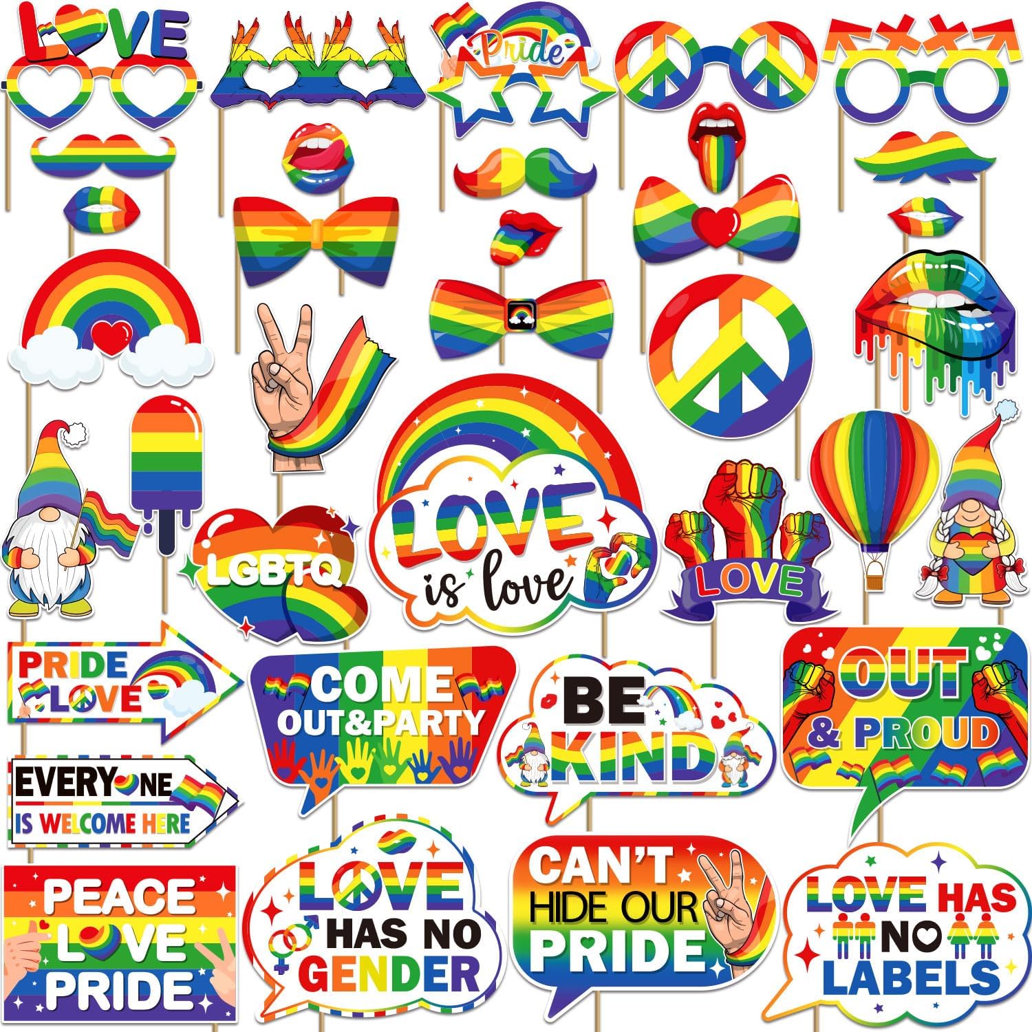 Amazon.com: 36 Pcs Pride Decorations, Rainbow Decorations, Pride Photo ...