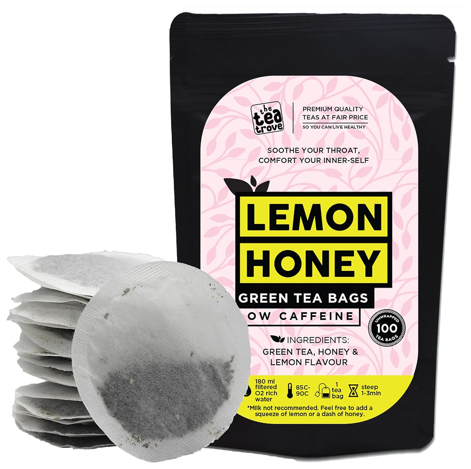 the tea trove Theteatrove Honey Lemon Green Tea Bags 100 Pcs|Eco ...