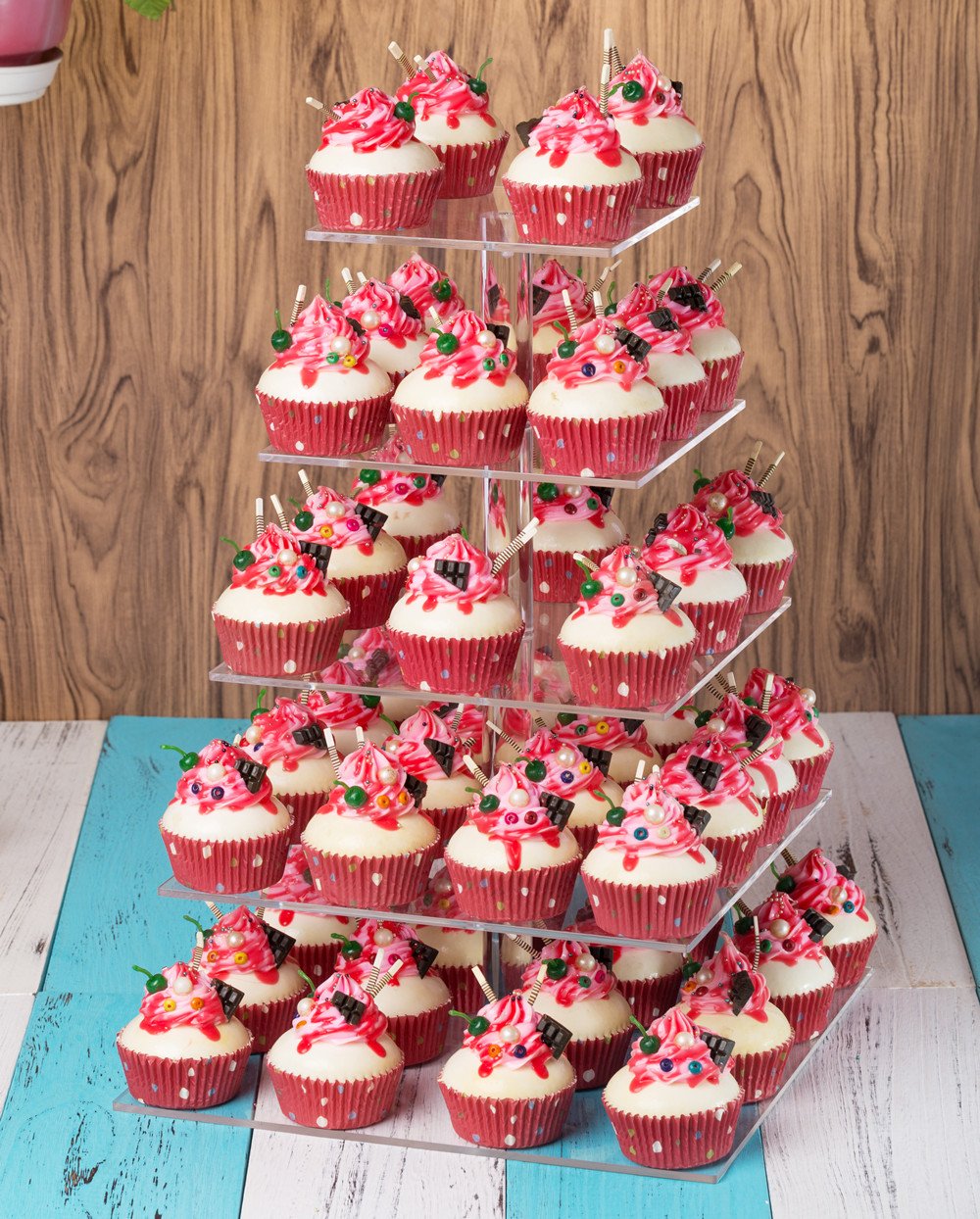 Snapklik.com : 5 Tier Square Acrylic Cupcake Tree Tower Display Stand ...