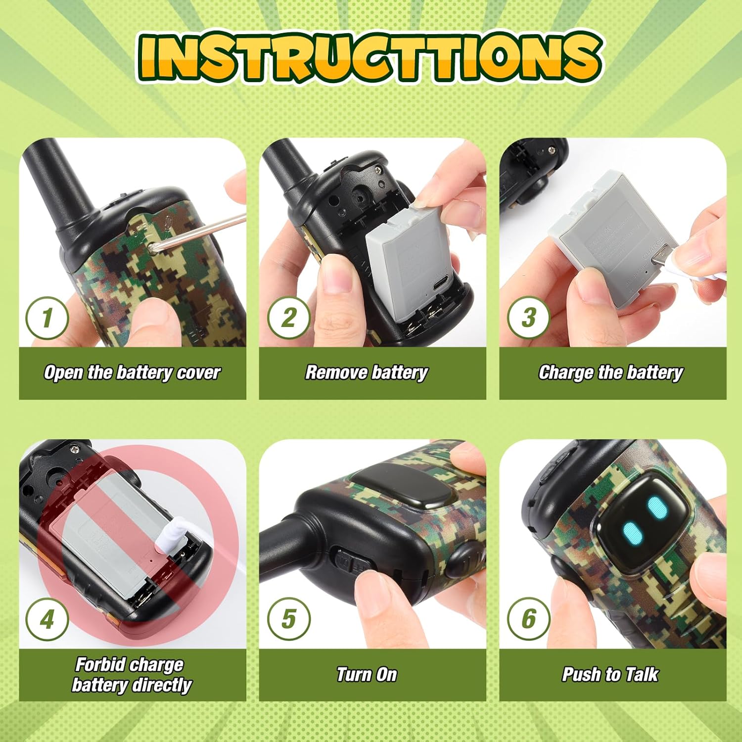 Toys for 3-8 Year Old Boys: Mini Rechargeable Walkies Talkies with ...