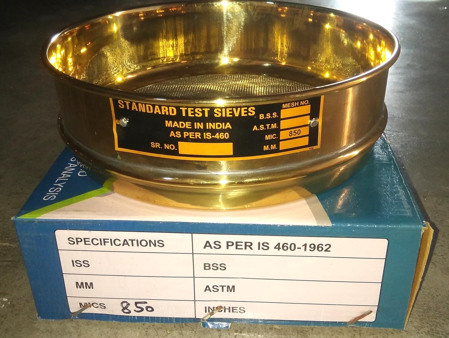 Test Sieve 8 inch (Diameter 200 mm) 850 Micron Stainless Steel Mesh ...