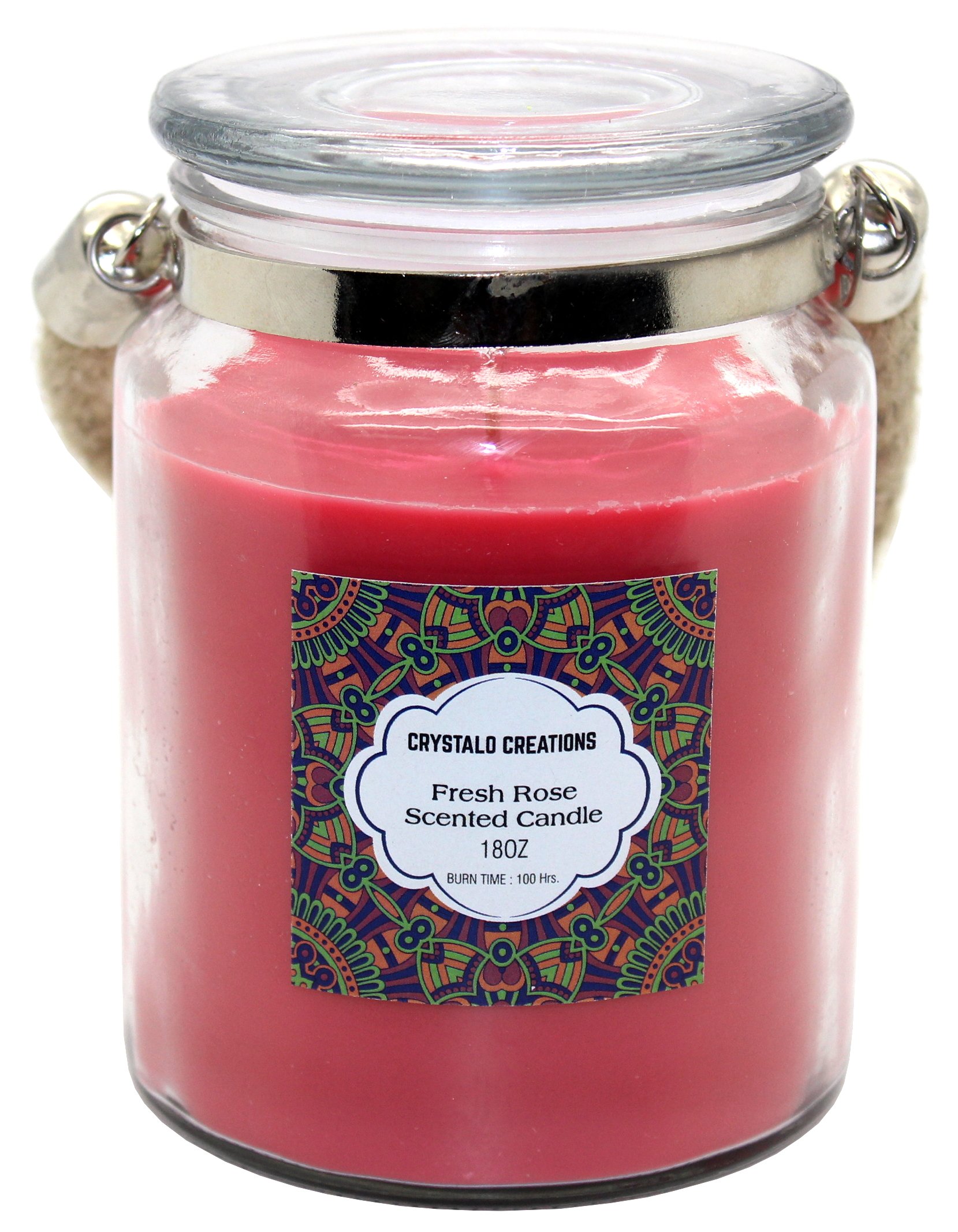 Amazon.com: Crystalo Creations Fresh Rose Scented Candle with Rope ...