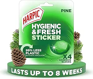 Harpic Hygienic Fresh Sticker Adhesive Toilet Block, Pine, Pack 1 x 4 ...