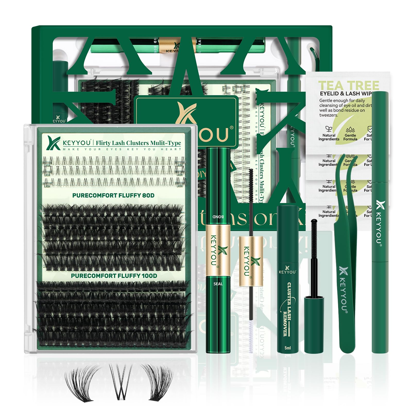 Amazon.com: KEYYOU Lash Extension Kit with Bottom Lashes Mixed 5-18mm ...