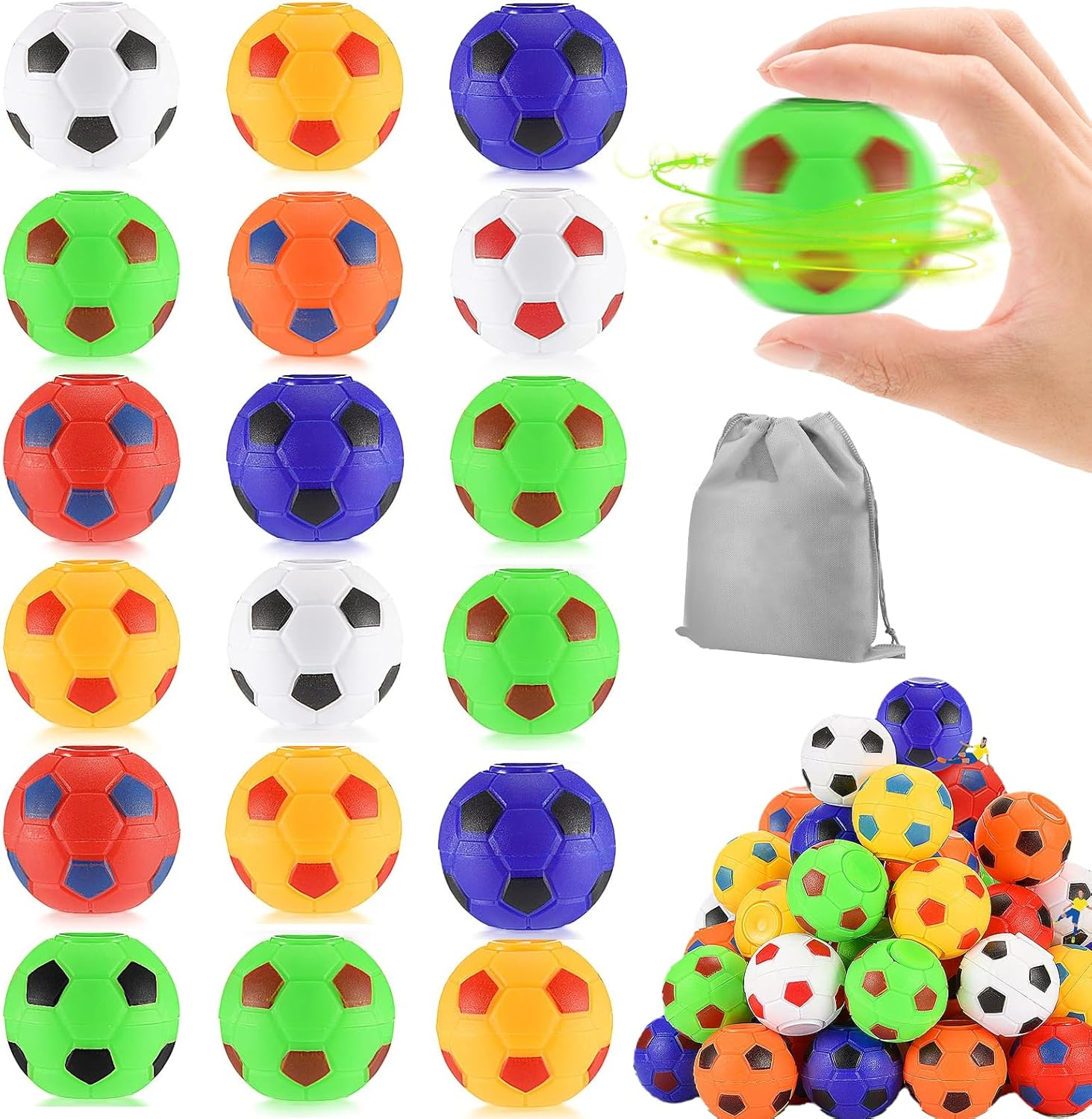 Redyuss 35 Pcs Fidget Soccer Spinner Balls Bulk Toys Mini Fingertip ...