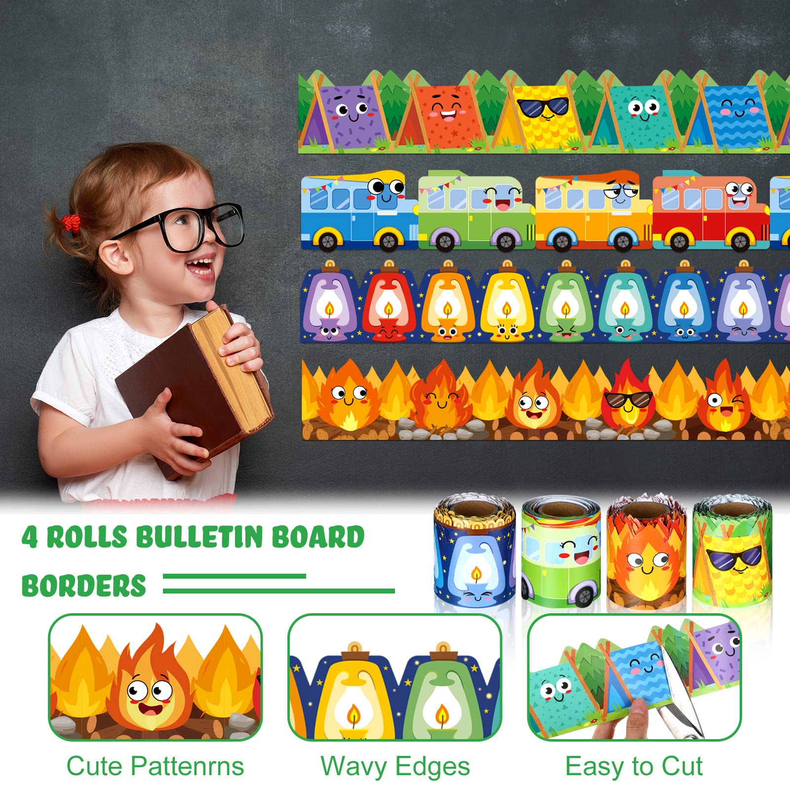 Snapklik.com : 4 Rolls 131 Ft Camping Bulletin Board Borders Camping ...