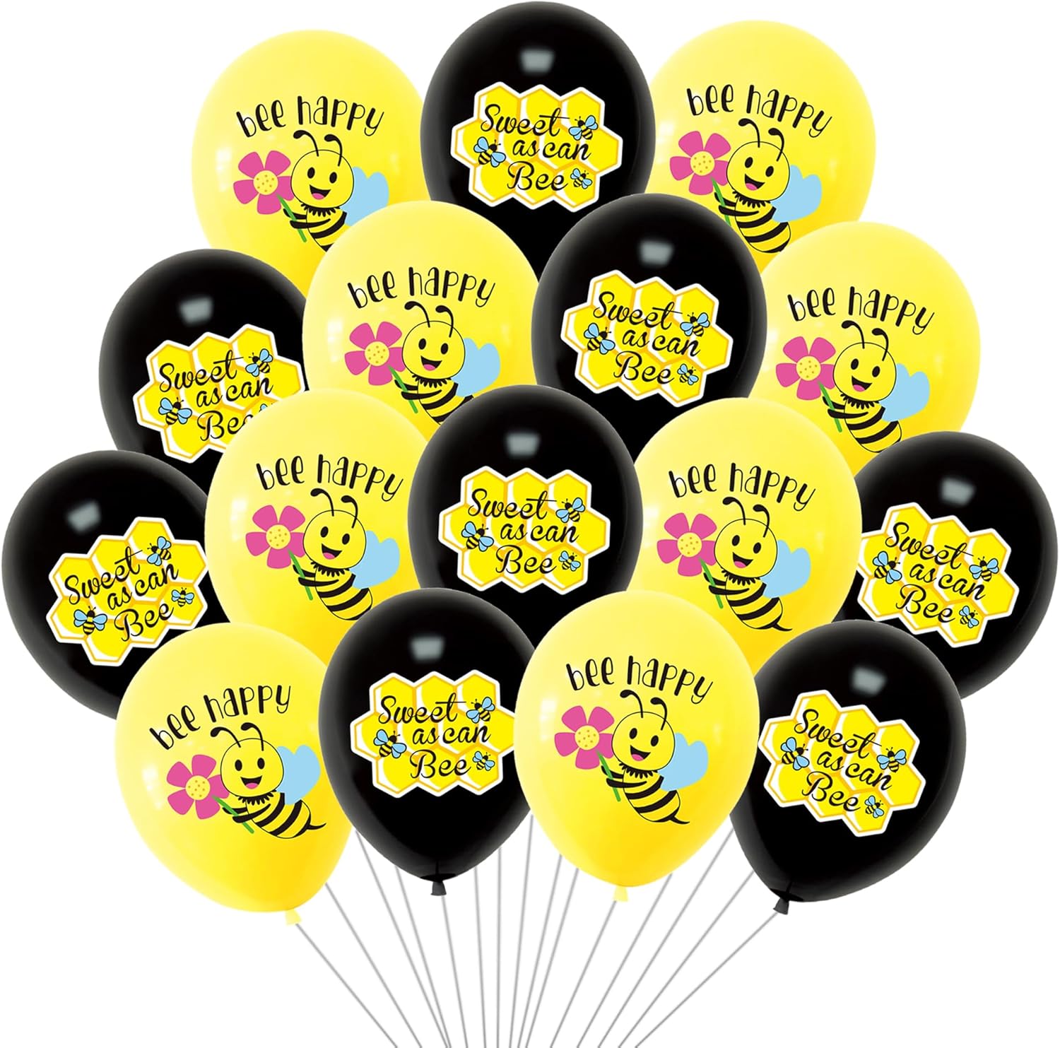 Amazon.com: JazSwirl Bee Balloons, 12 Inch Happy Bee Day Balloons ...
