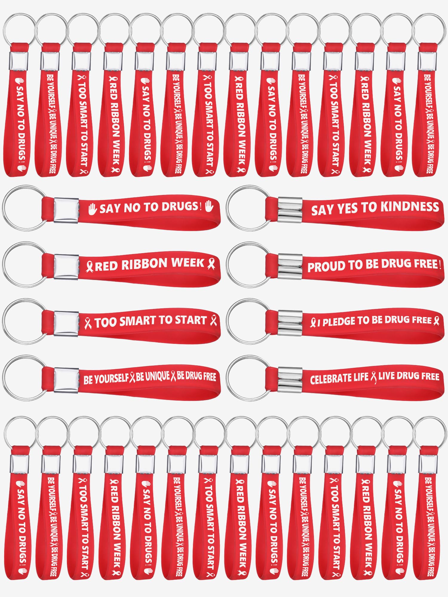 Amazon.com: Highergo 60 Pcs Drug Free Awareness Silicone Keychains Bulk ...