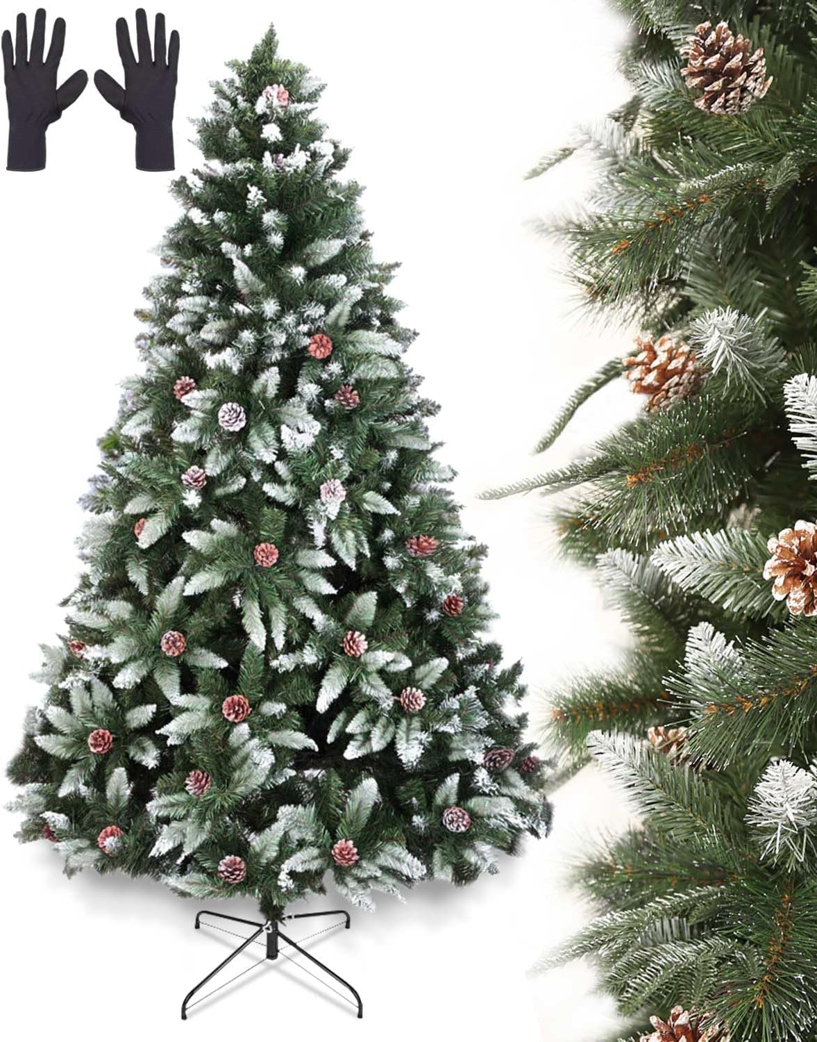 Maxesla 6ft Christmas Tree, 920 Tips Snow Flocked Artificial Christmas ...