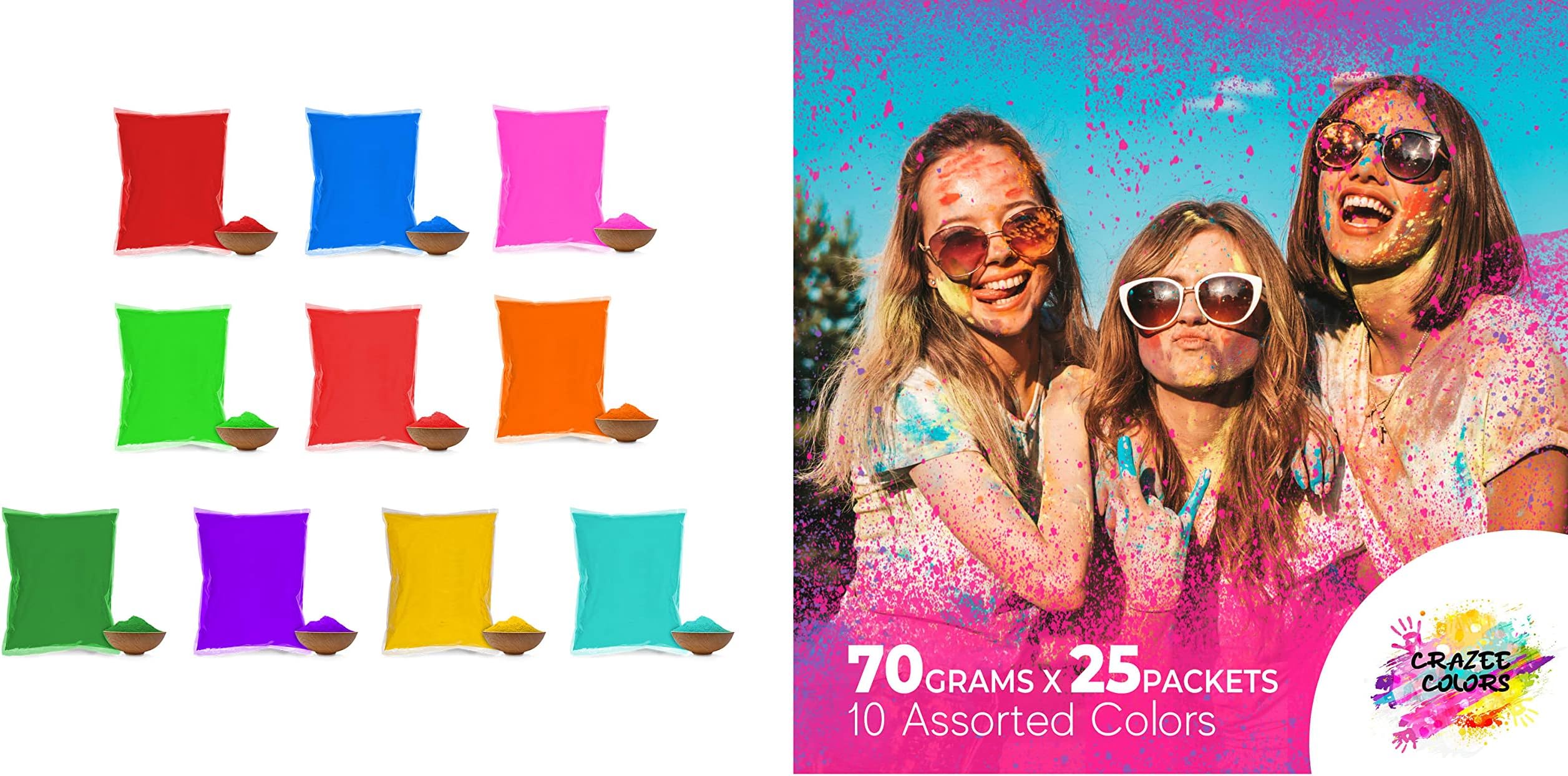 Amazon.com: 35 Holi Color Chalk powder packets of 50 grams each ...