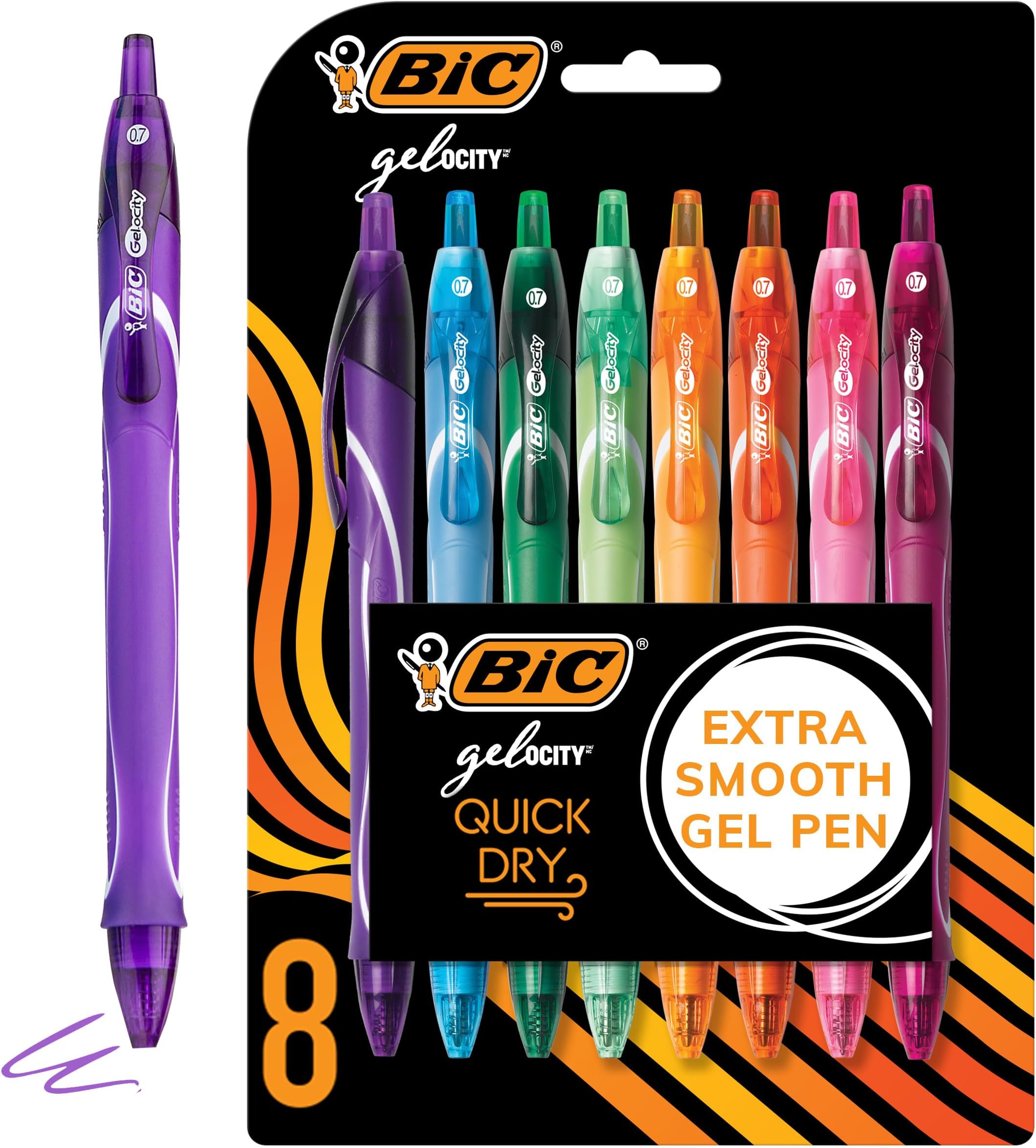 BIC Gelocity Quick Dry Gel Pens with Quick Drying Ink and Full-Length ...