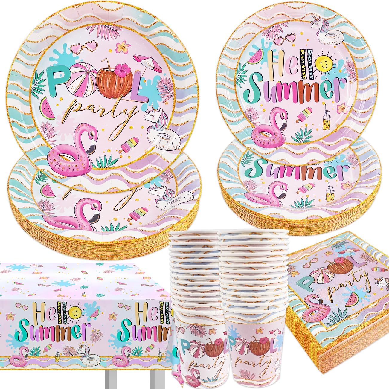 Amazon.com: 60Pcs Beach Plates and Napkins Set Beach Party Supplies ...