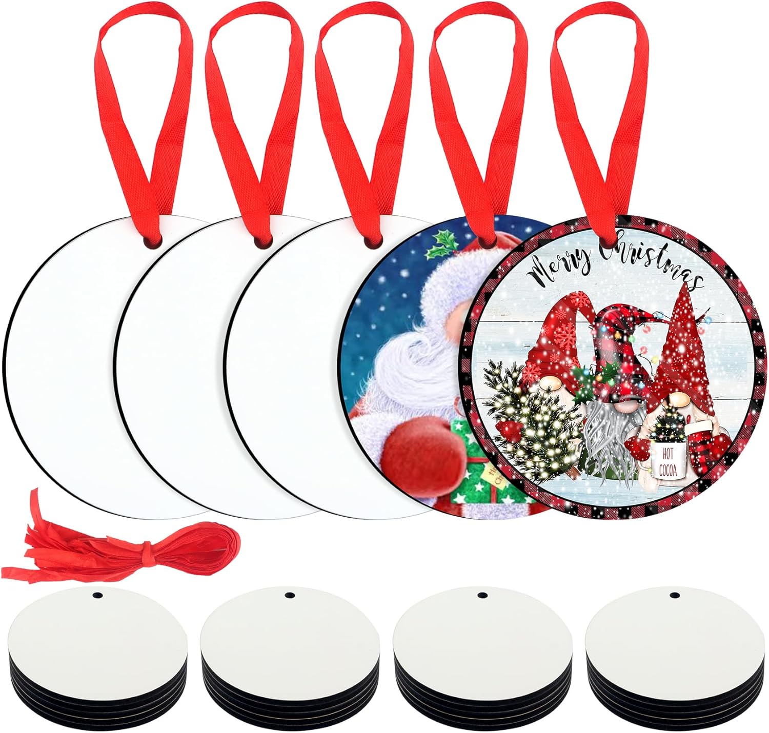 Amazon.com: Sublimation MDF Christmas Round Ornament DIY Decoration ...