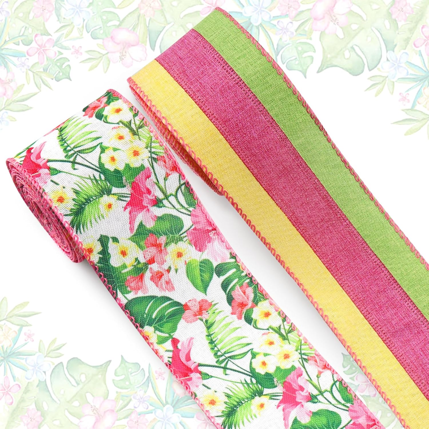 Amazon.com: Estivaux 2 Rolls Spring Craft Ribbons for Wreath Bows, 2.5 ...