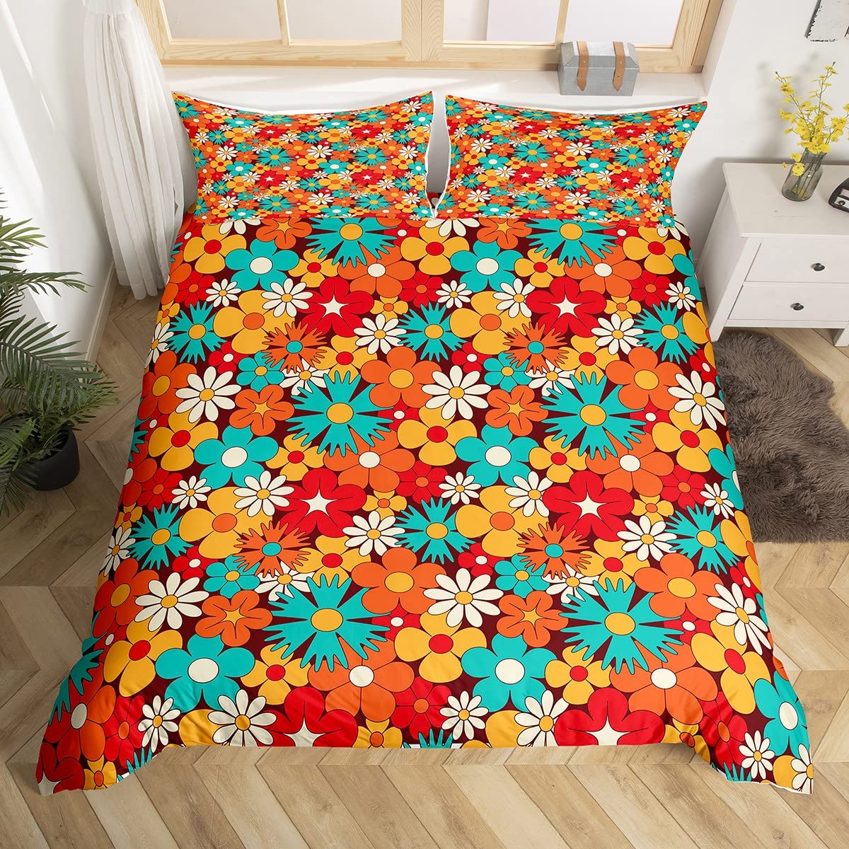 Amazon.com: Retro Groovy Bedding Set Groovy Comforter Cover Queen Size ...