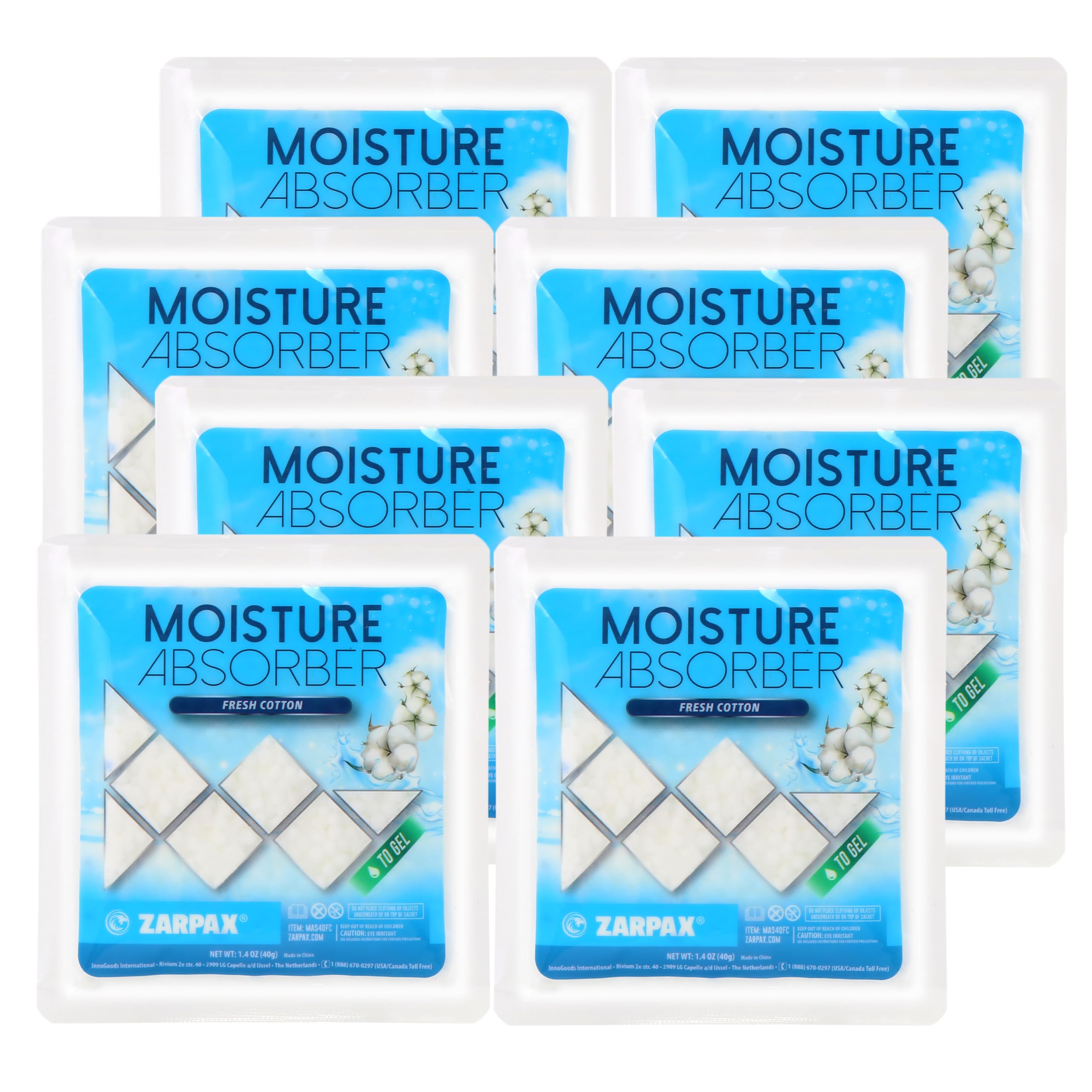 Amazon.com: Zarpax Moisture Absorber Sachets Fresh Cotton 1.4 oz/40g ...