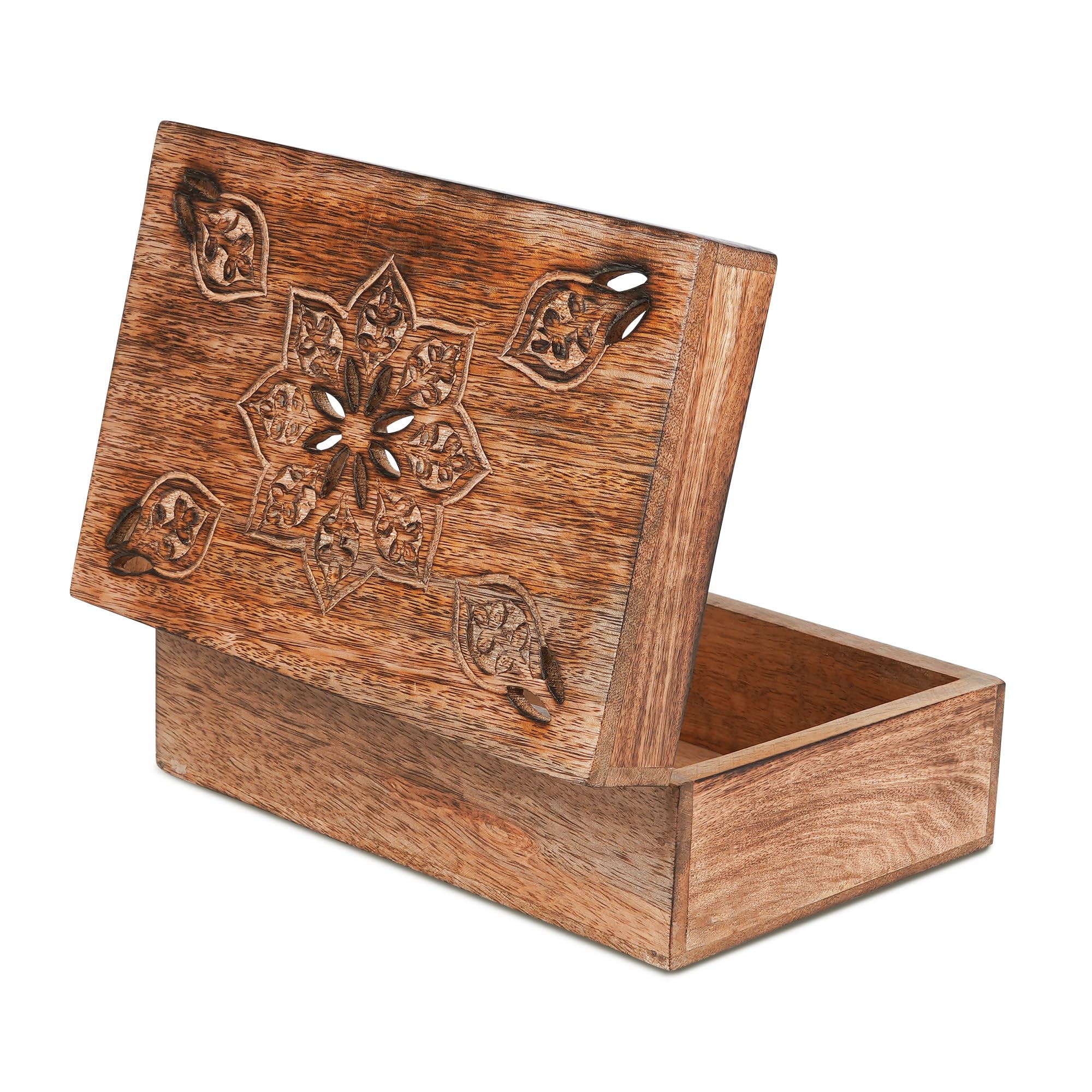 Amazon.com: Mela Artisans Large Burnt Mango Wood Box with Lid “Serena ...