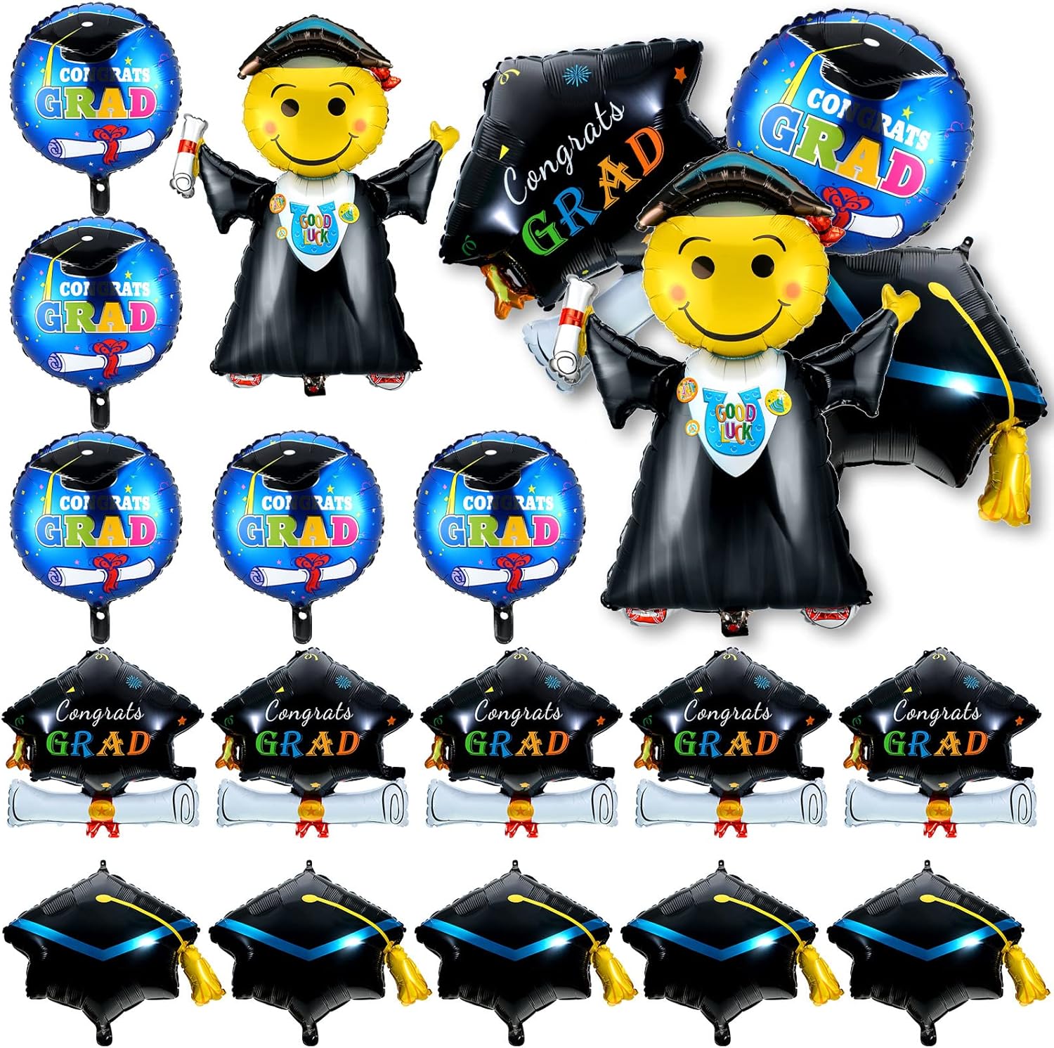 Amazon.com: Liliful 20 Pcs Graduation Balloons 2024 Graduation Cap ...