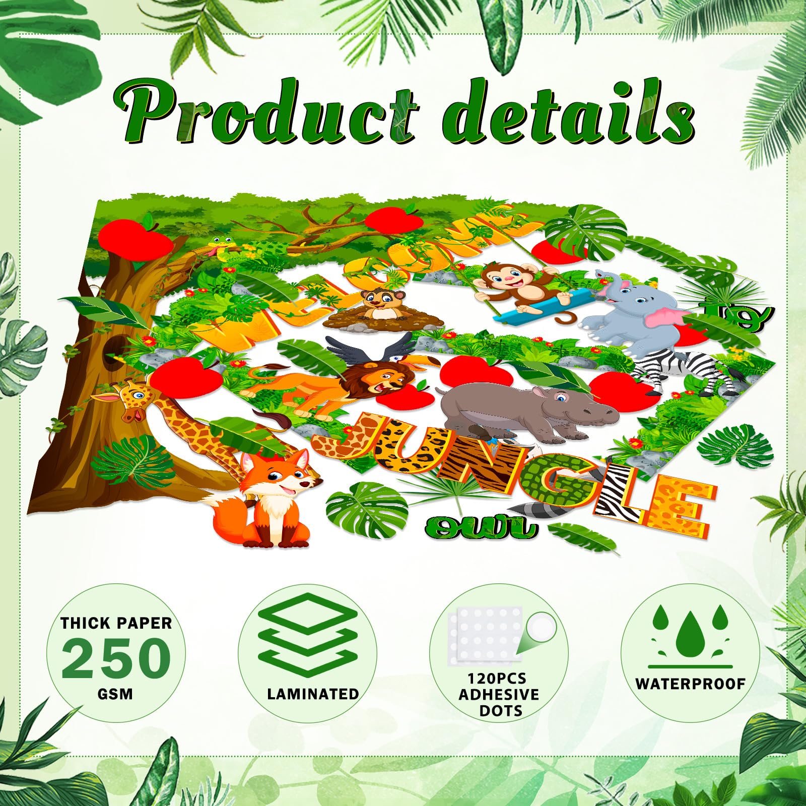 Snapklik.com : 74 Pcs Jungle Animals Bulletin Board Decorations Cute ...