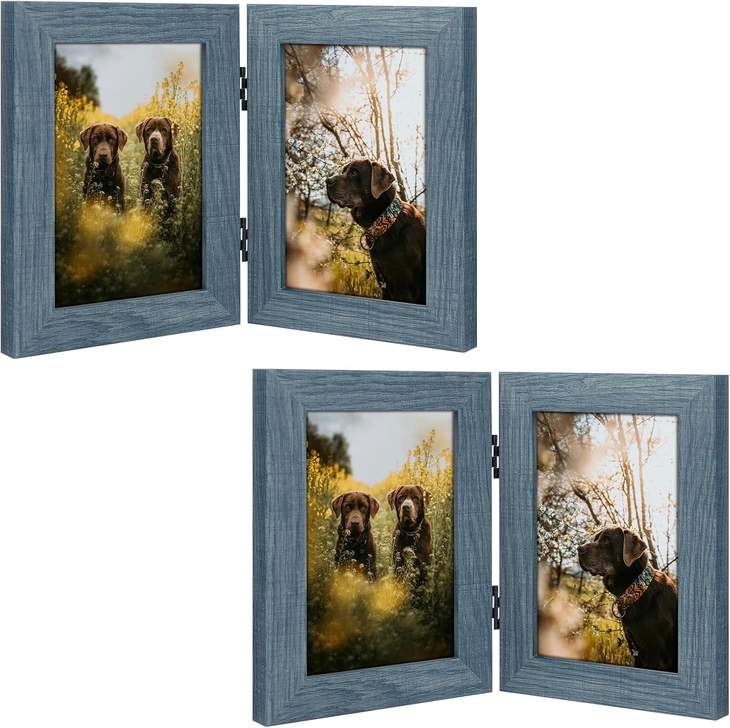 Amazon.com - Frametory, 4x6 Double Picture Frame Hinged 2 Photos Frame ...