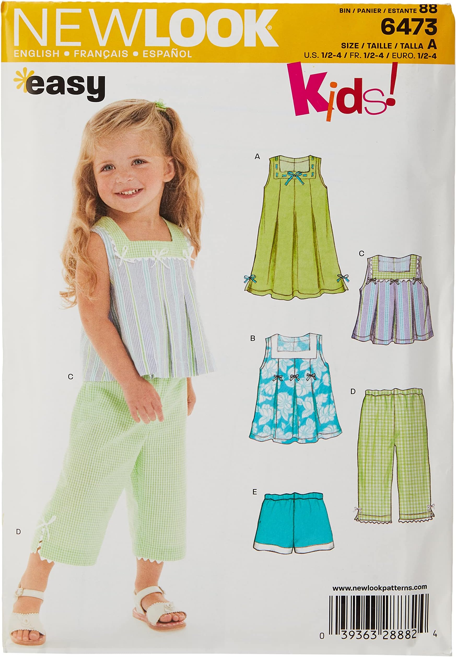 New Look Sewing Pattern 6578 - Toddler Dresses Sizes: A (1/2,1,2,3,4 ...