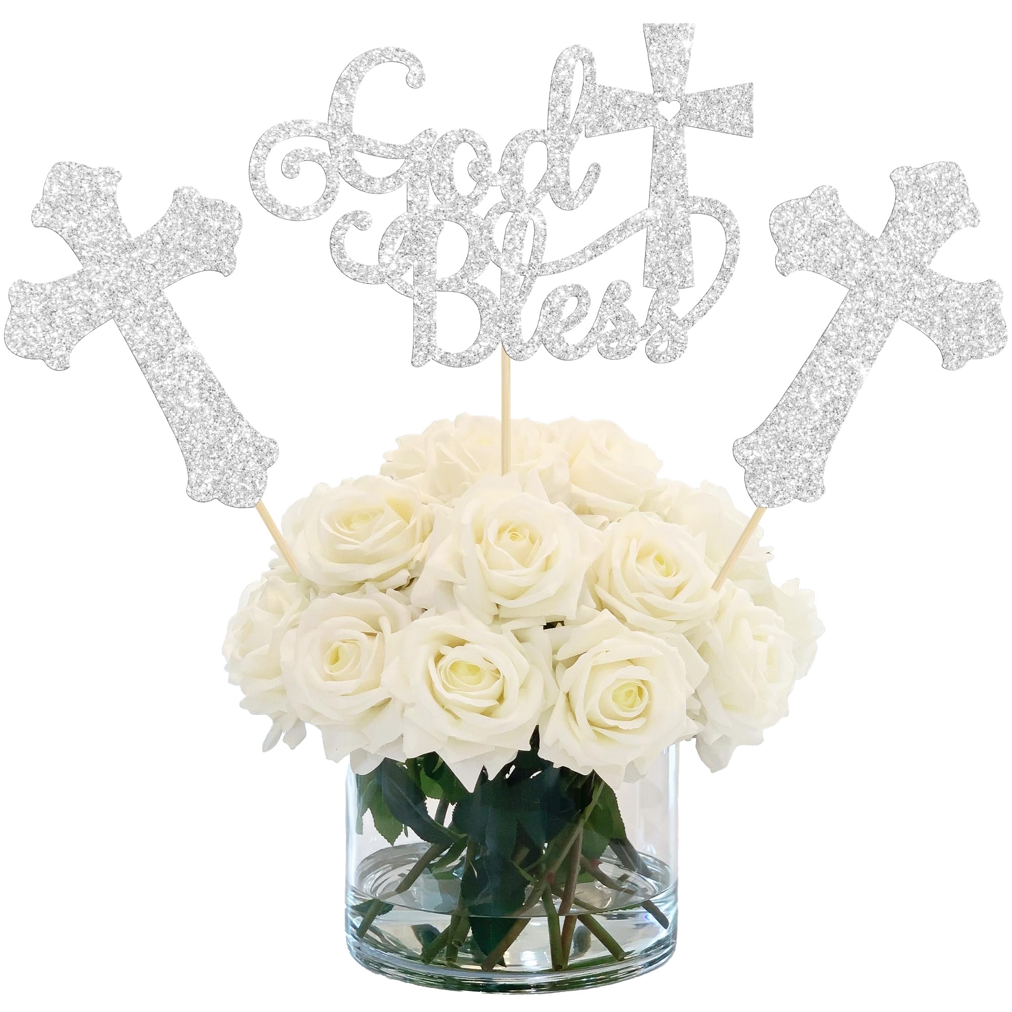 Amazon.com: Gyufise 12Pcs God Bless and Cross Centerpiece Sticks Double ...