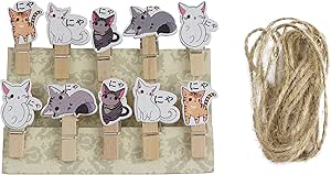 Amazon | KOYOKOMA クリップ ウッド かわいい フォトクリップ アニマル 10個入り 木製 文房具 結婚式 動物 猫 犬 豚 （子猫） | クリップ・リング | 文房具・オフィス用品