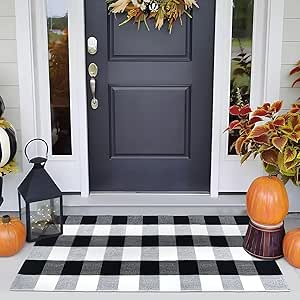 Amazon.com : Buffalo Plaid Outdoor Rug Front Door Mat, 23.6 x 51.2 ...