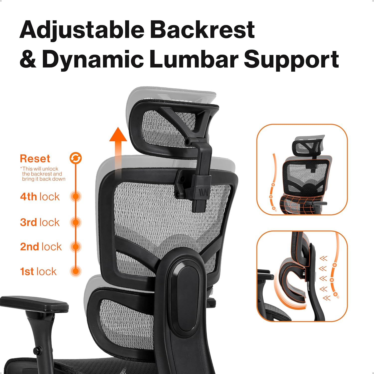 WELLNEW Prestige Ergonomic Office Chair - Height Adjustable Backrest ...