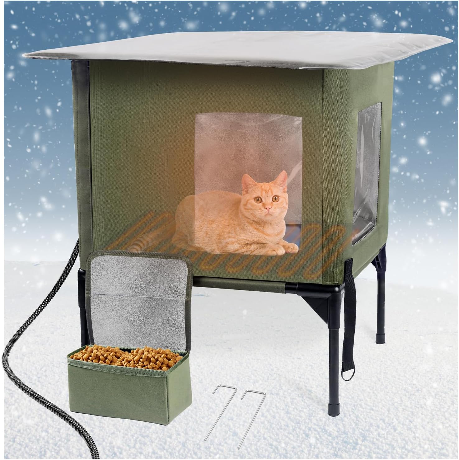 Amazon.com : Heated Cat House for Outdoor Cats, Insulated Weatherproof ...