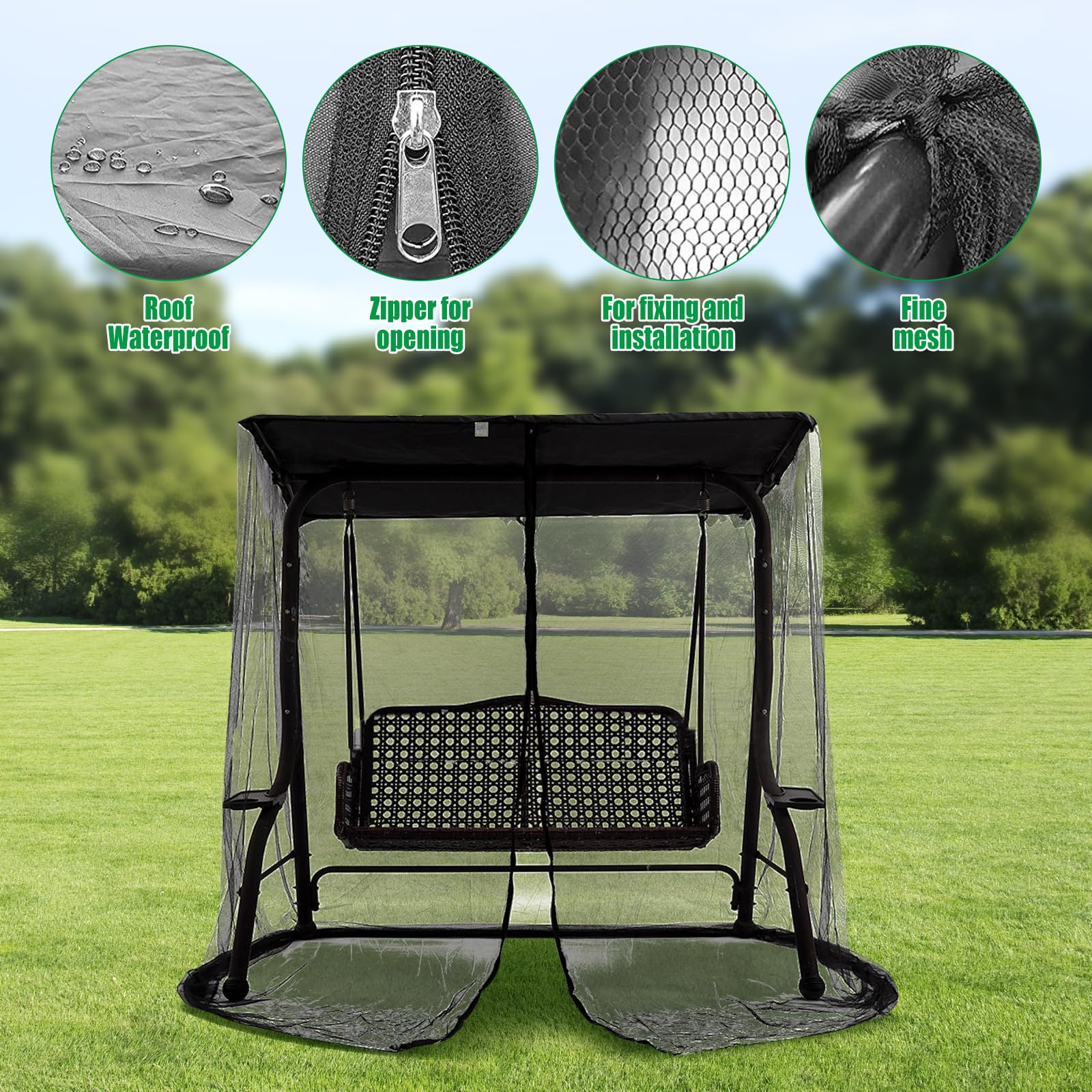 3 Seater Swing Mosquito Netting JOJOCY Mosquito Net For 3-Seater Porch ...