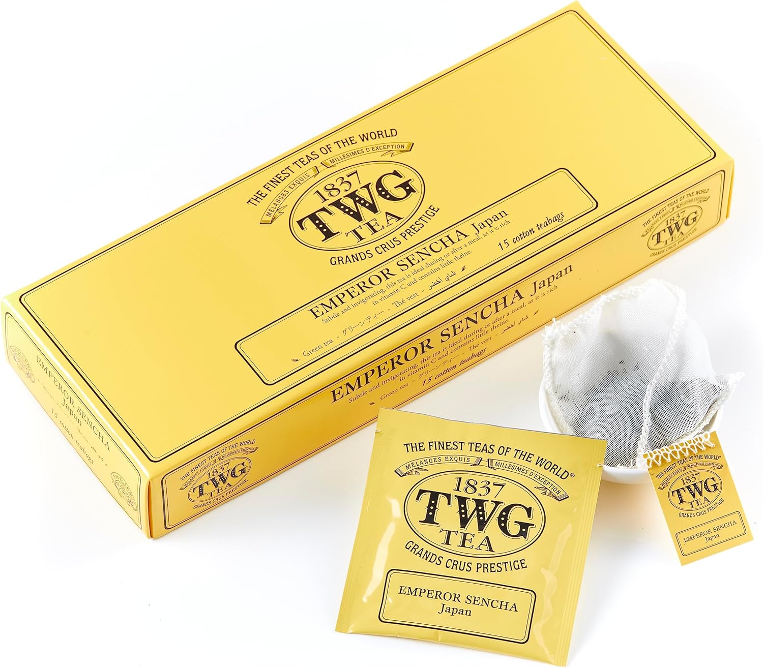 TWG Tea - Emperor Sencha - Green Tea - Japanese Tea - 15 Hand Sewn Cotton Tea Bags - Gift Set ...
