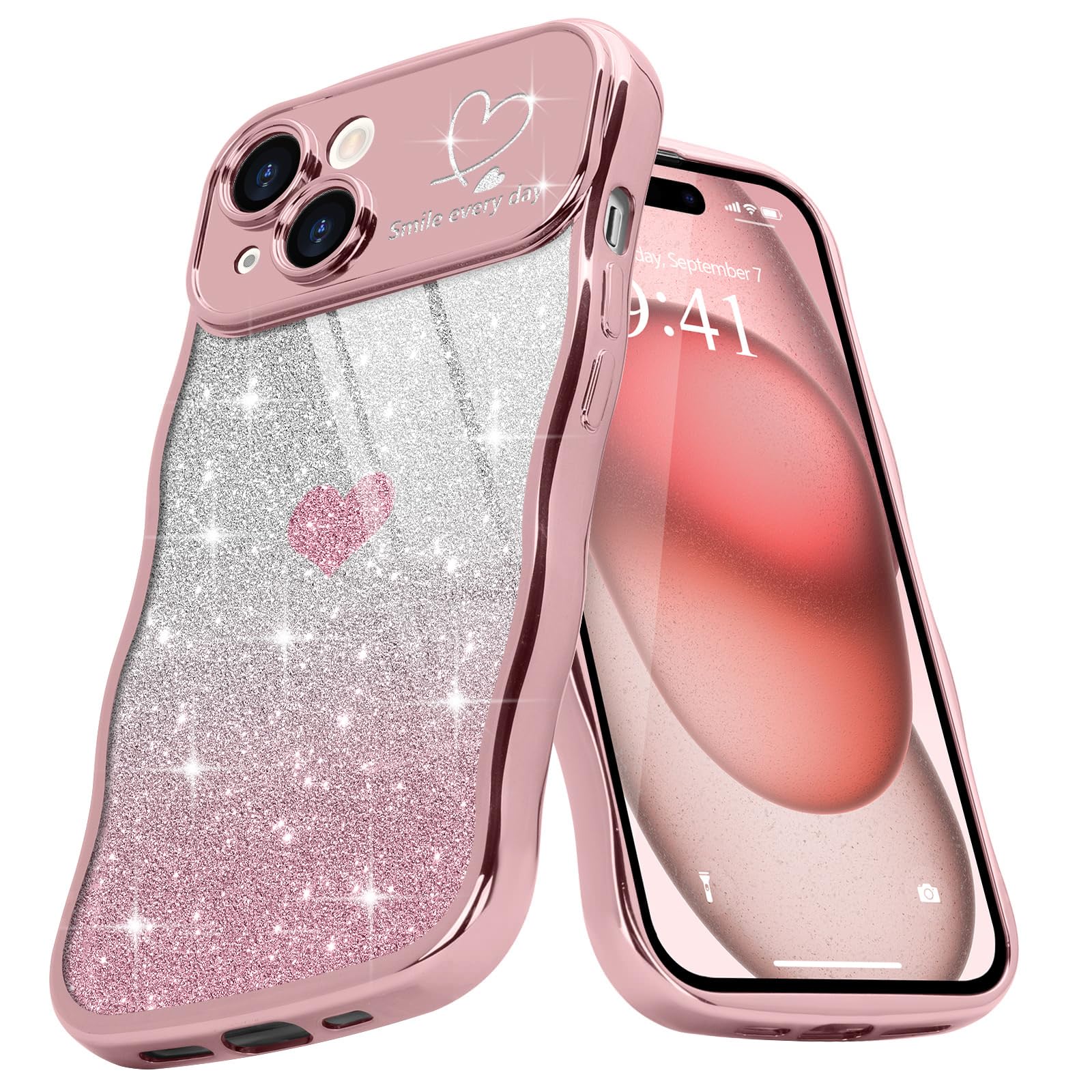 Amazon.com: Teageo for iPhone 15 Case for Women Girls Cute Curly Wavy ...