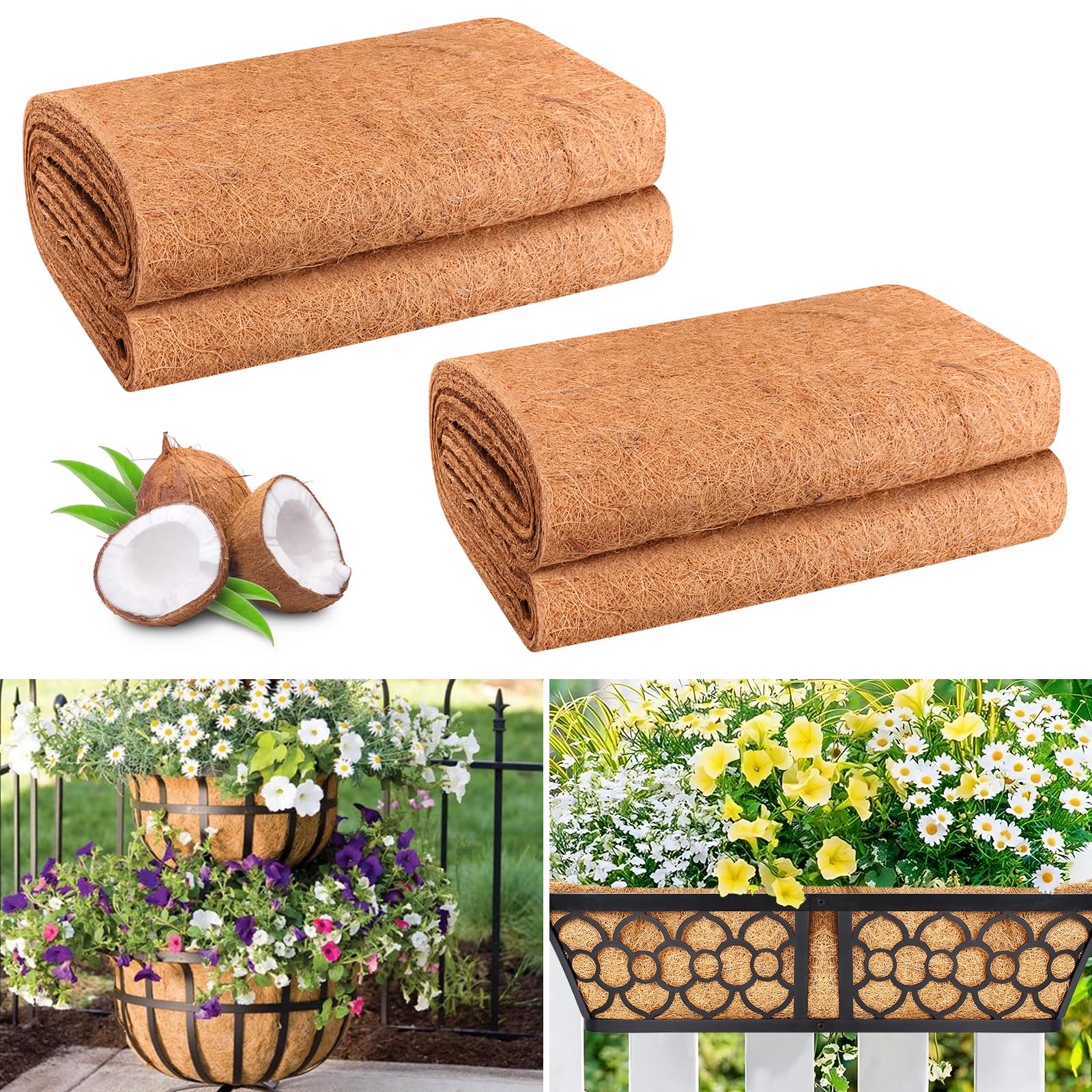 Snapklik.com : 2 Pack Natural Coco Liner Roll, 31X80 Inch Coconut ...